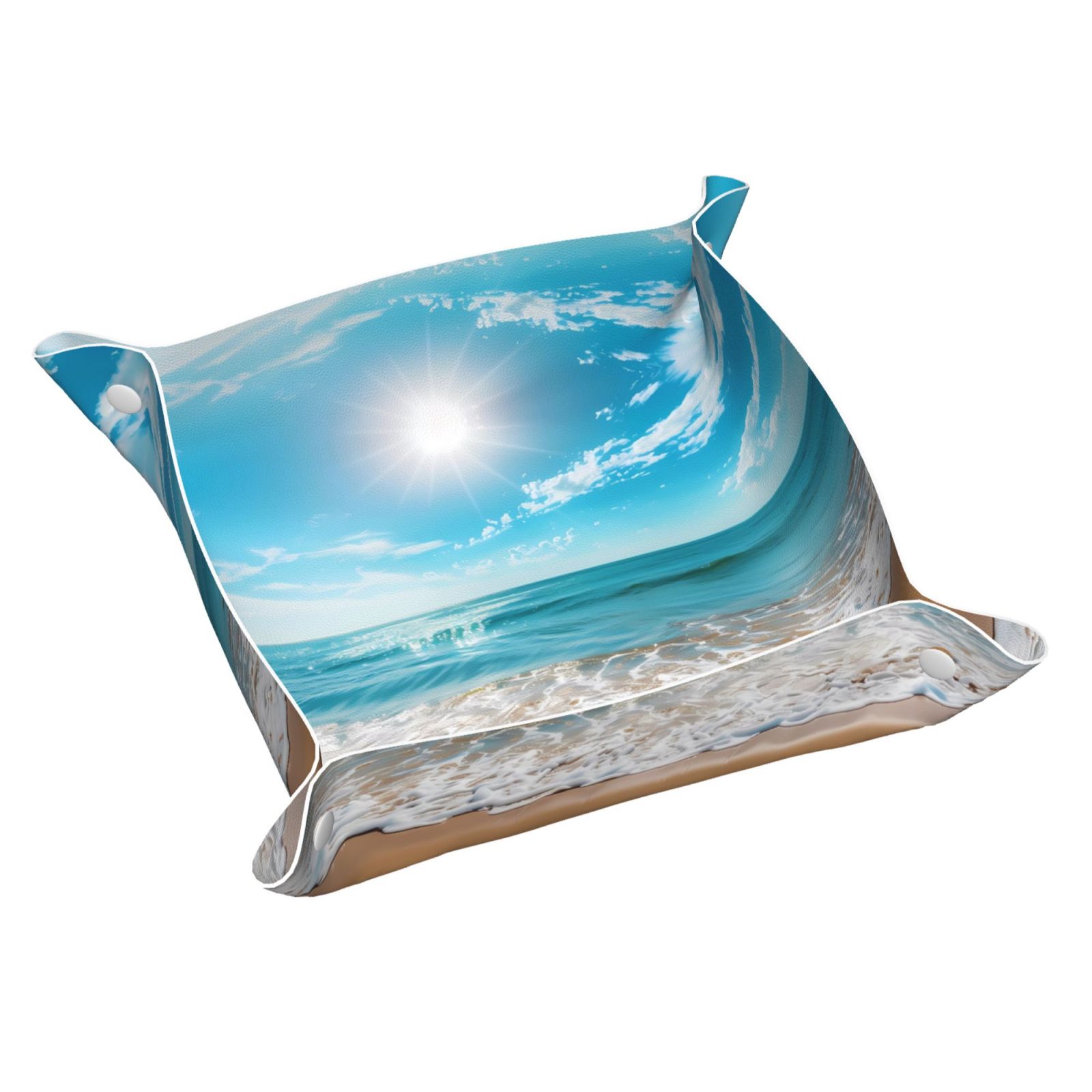 Valet Tray, Sunny Ocean Waves Faux Leather Desk Tray Vanity Tray Night ...