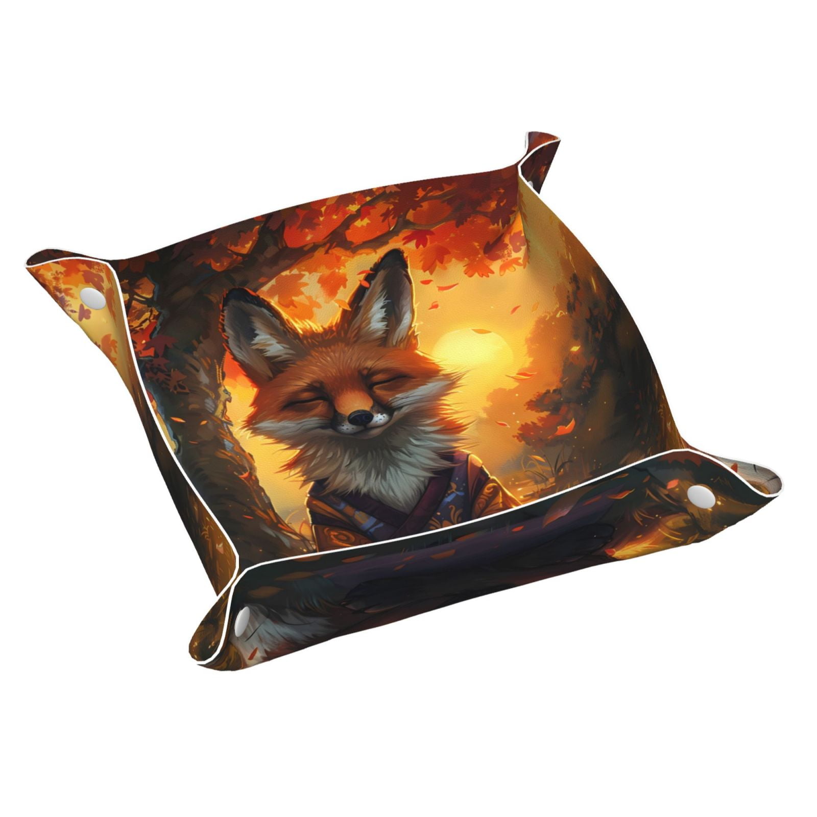 Valet Tray, Sunset Maple Tree Fox Faux Leather Desk Tray Vanity Tray ...