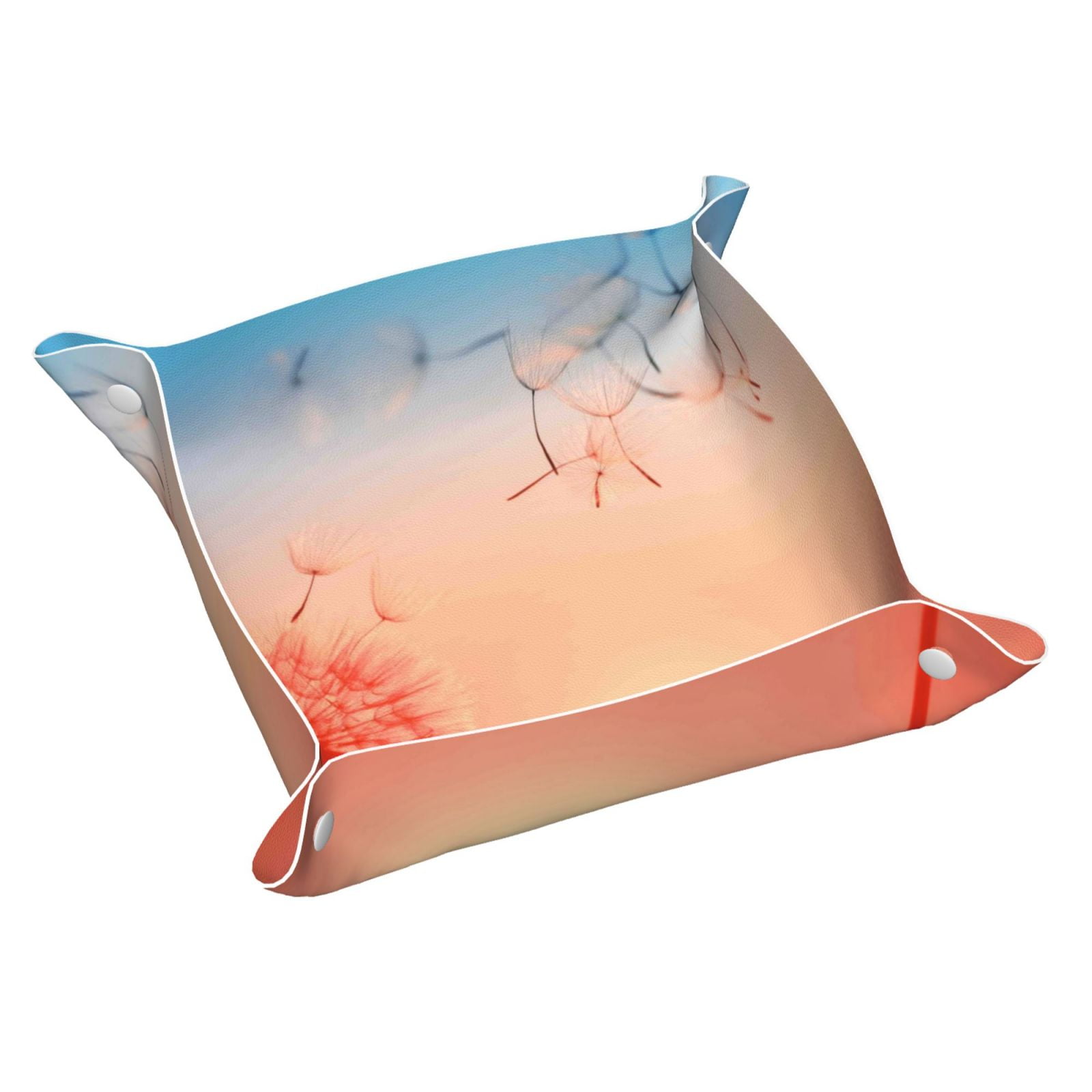Valet Tray, The Sunset of Dandelion Faux Leather Desk Tray Vanity Tray ...