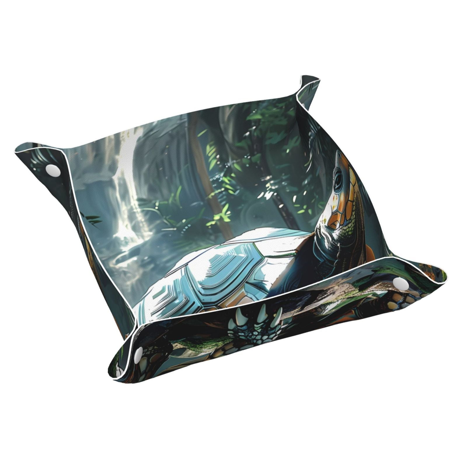 Valet Tray, Turtle In Jungle Waterfall Faux Leather Desk Tray Vanity ...