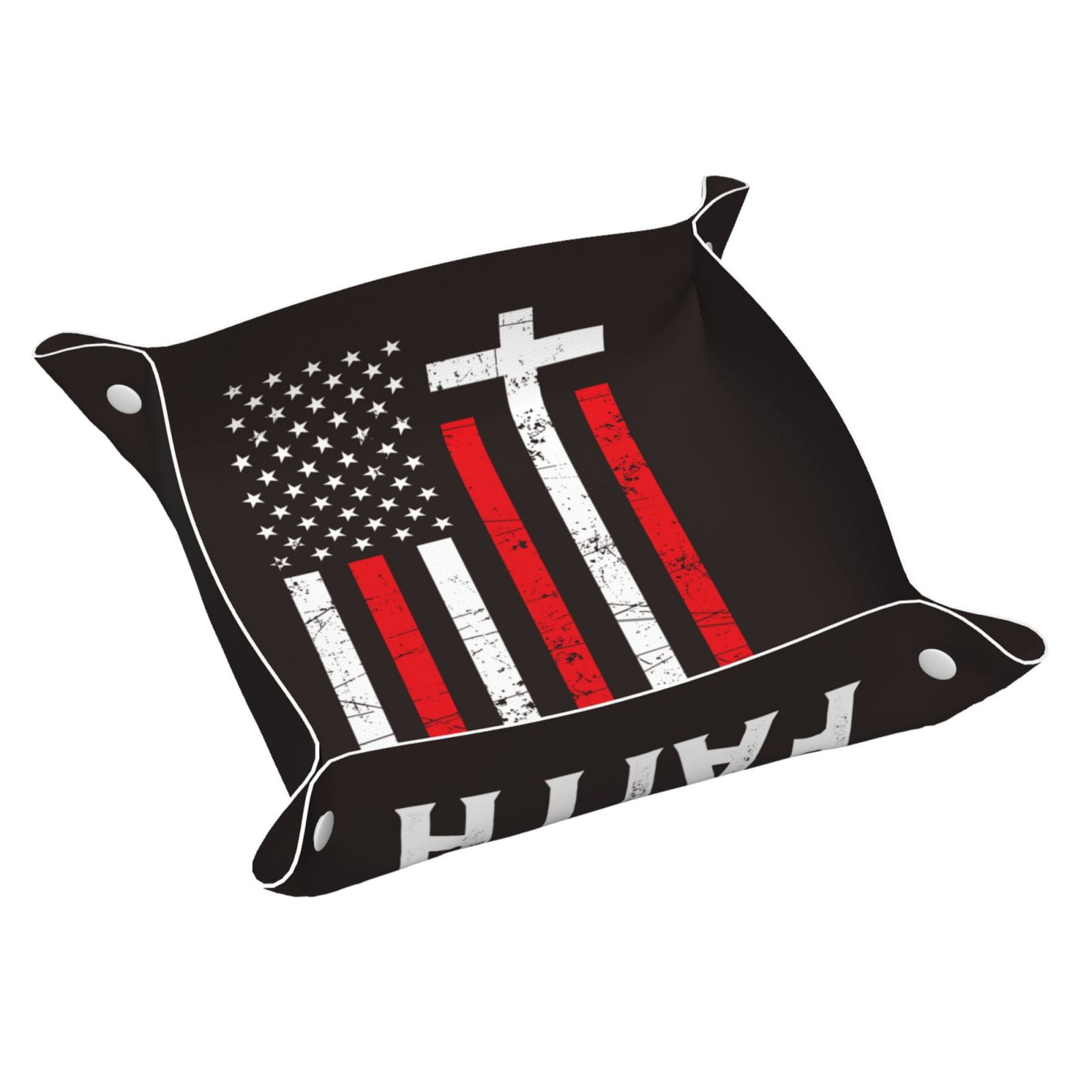 Valet Tray, USA Flag Cross Faux Leather Desk Tray Vanity Tray Night ...
