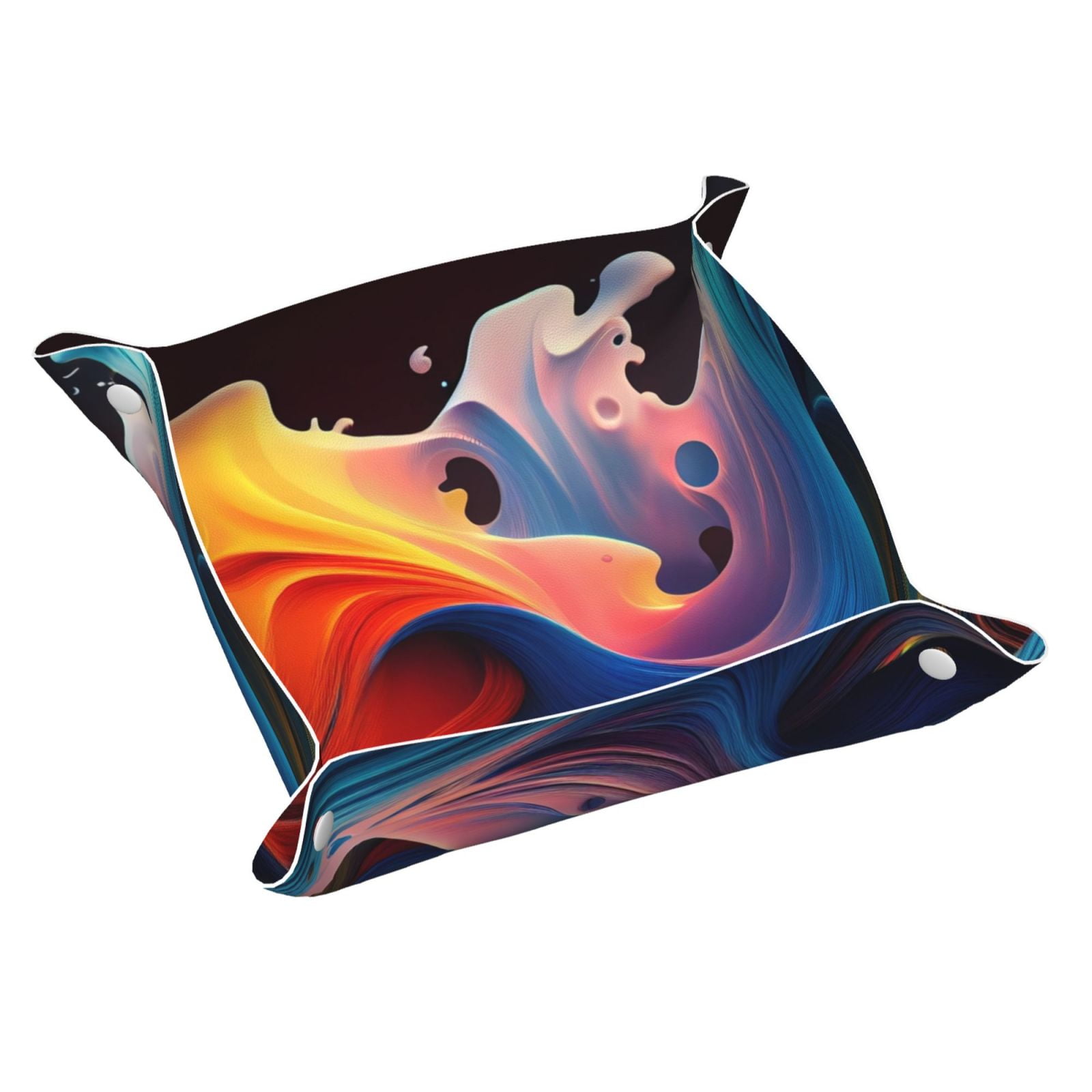 Valet Tray, Vibrant Fluid Motion Art Faux Leather Desk Tray Vanity Tray ...