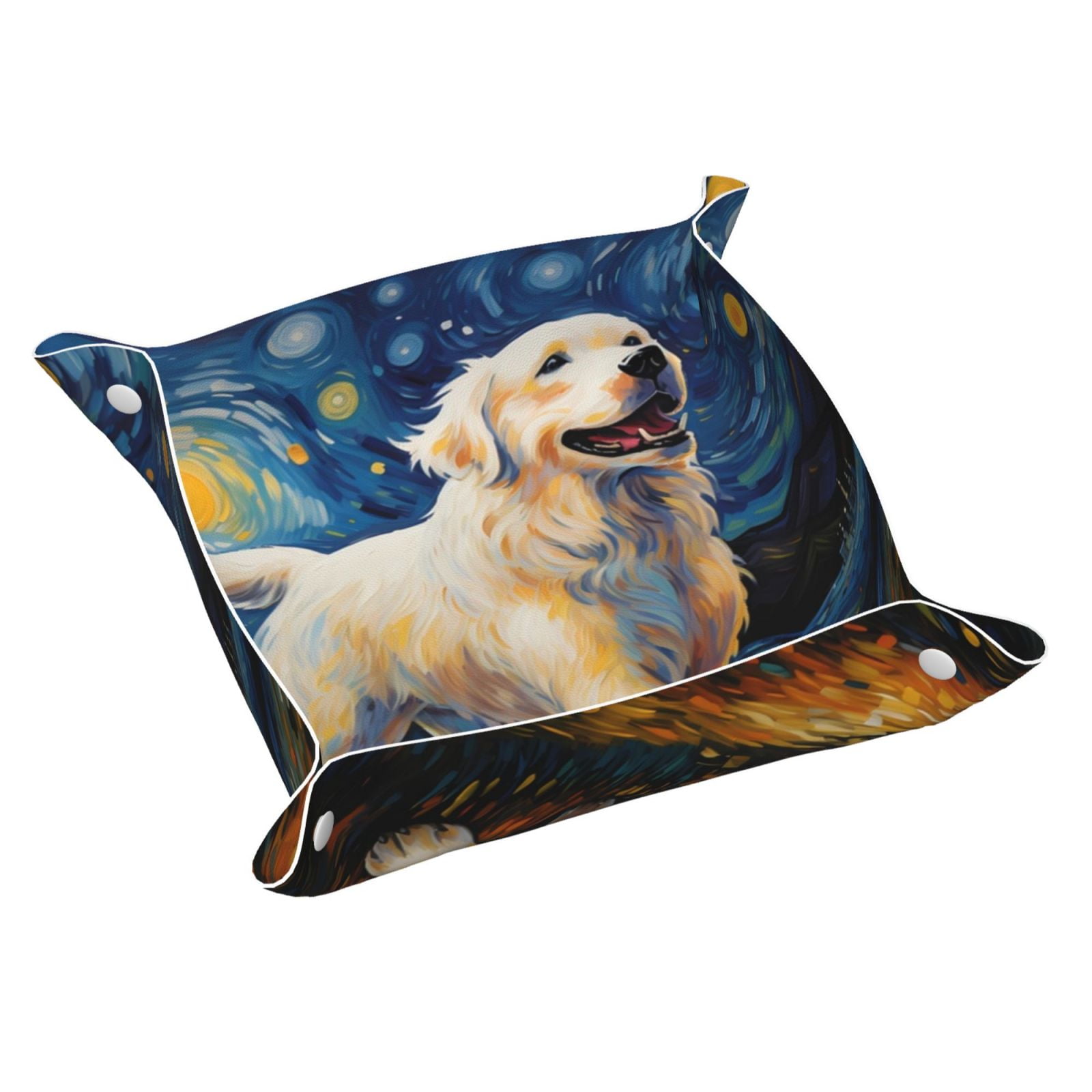 Valet Tray, Vintage Starry Sky Labrador A Faux Leather Desk Tray Vanity ...