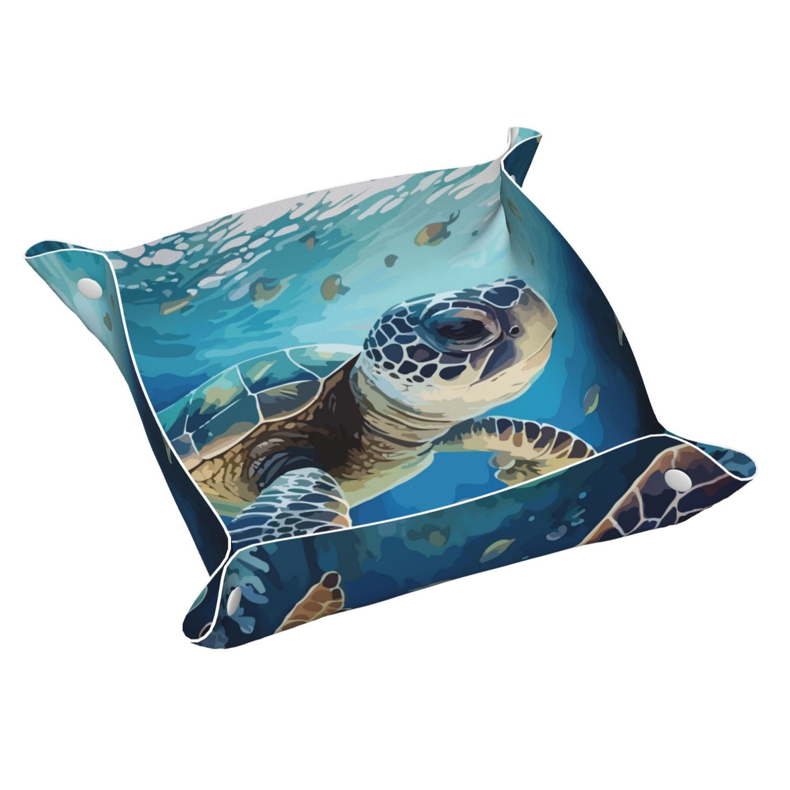 Valet Tray, Watercolor Turtle Faux Leather Desk Tray Vanity Tray Night ...