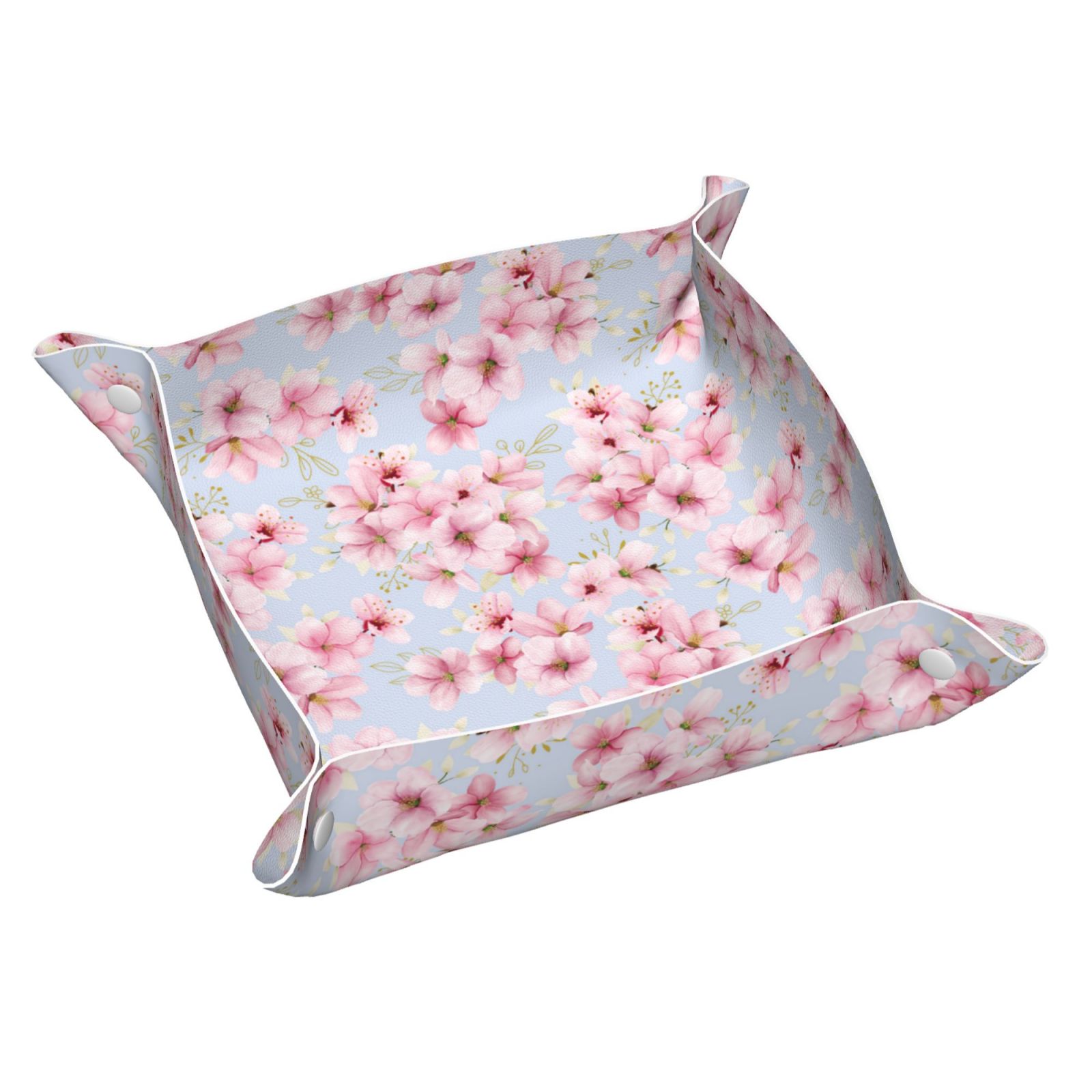 Valet Tray, Watercolor berry blossom blue Faux Leather Desk Tray Vanity ...