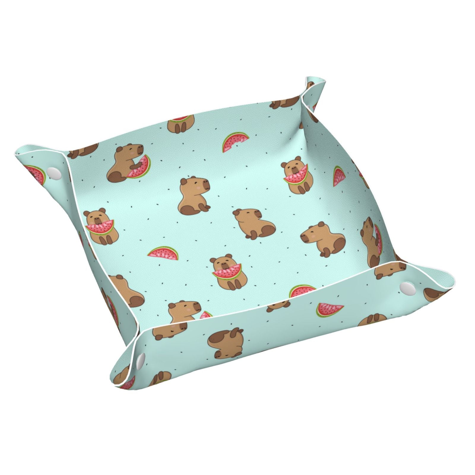 Valet Tray, Watermelon Capybara Faux Leather Desk Tray Vanity Tray ...