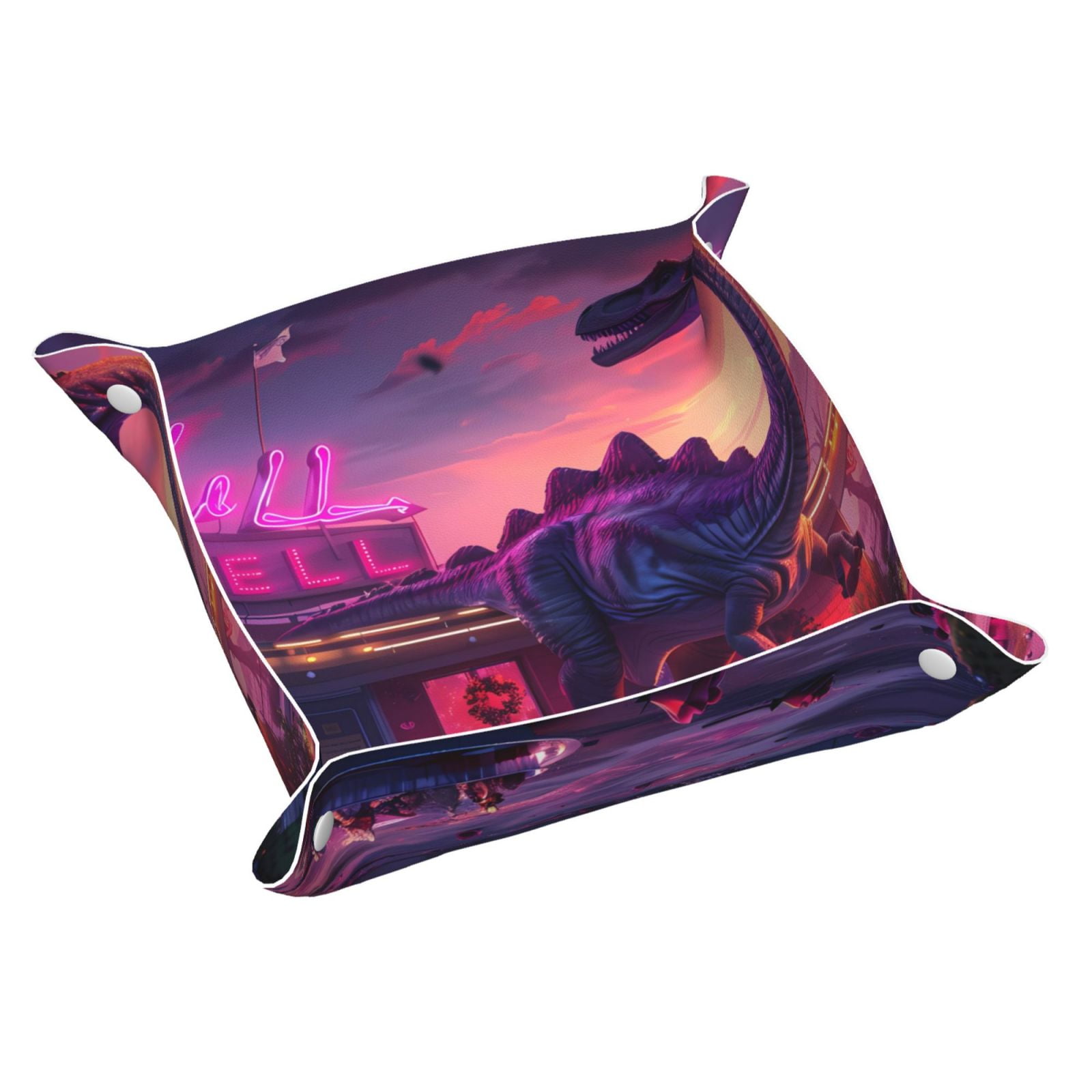 Valet Tray, Western Style Dinosaur Faux Leather Desk Tray Vanity Tray ...