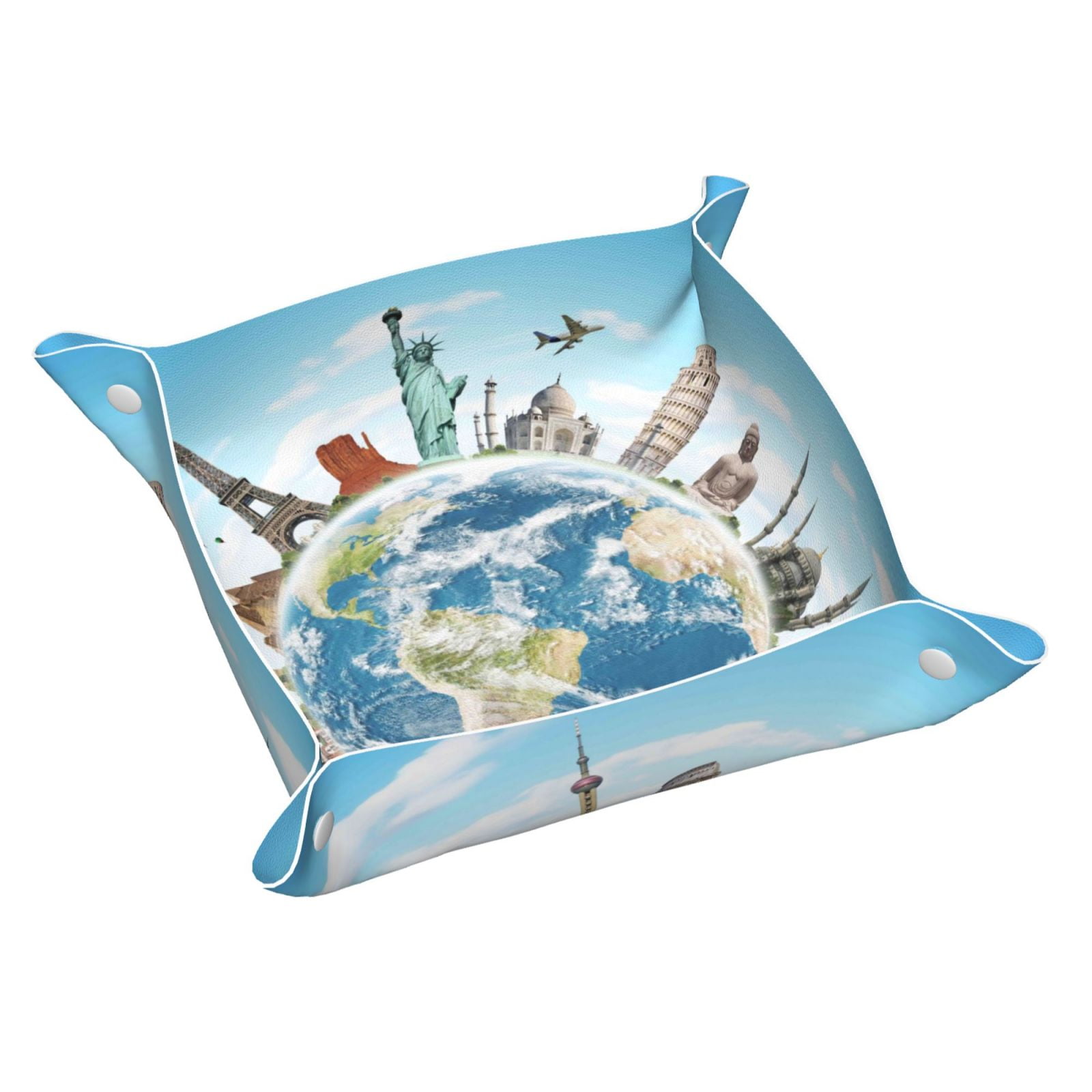 Valet Tray, World Travel Faux Leather Desk Tray Vanity Tray Night Stand ...