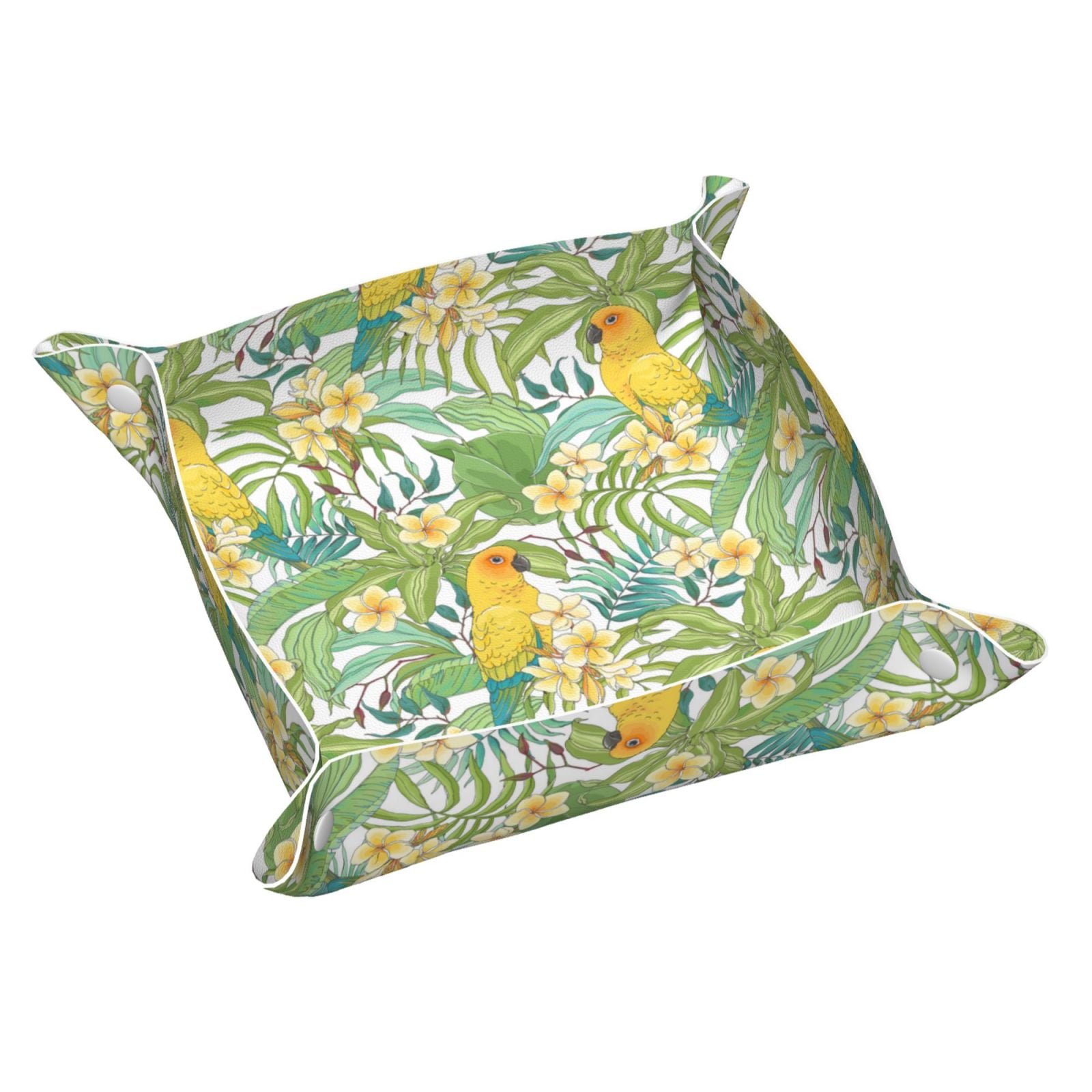 Valet Tray, Yellow Cute Parrot Plant Flower Faux Leather Desk Tray ...