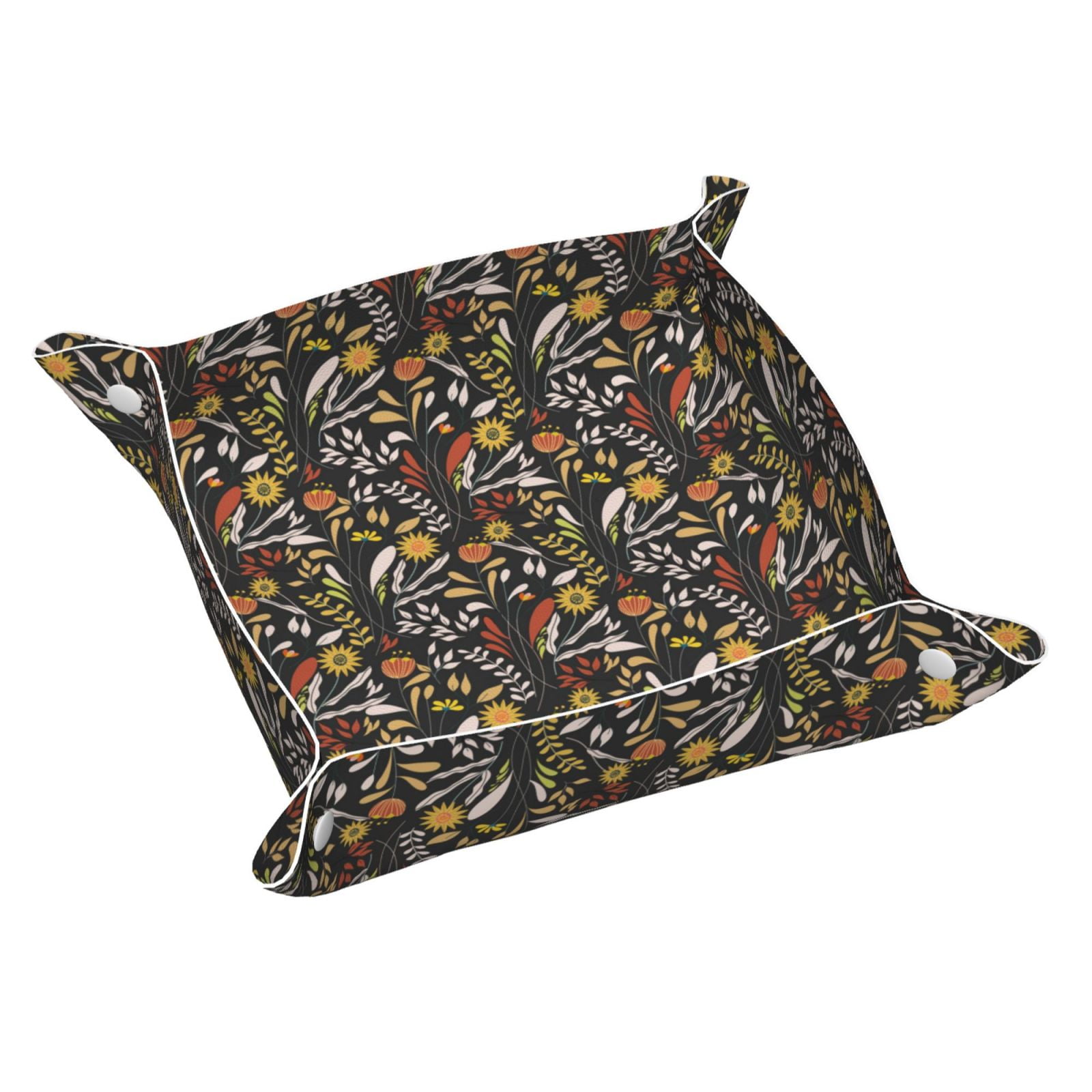 Valet Tray, Yellow Daisies Flowers Faux Leather Desk Tray Vanity Tray ...