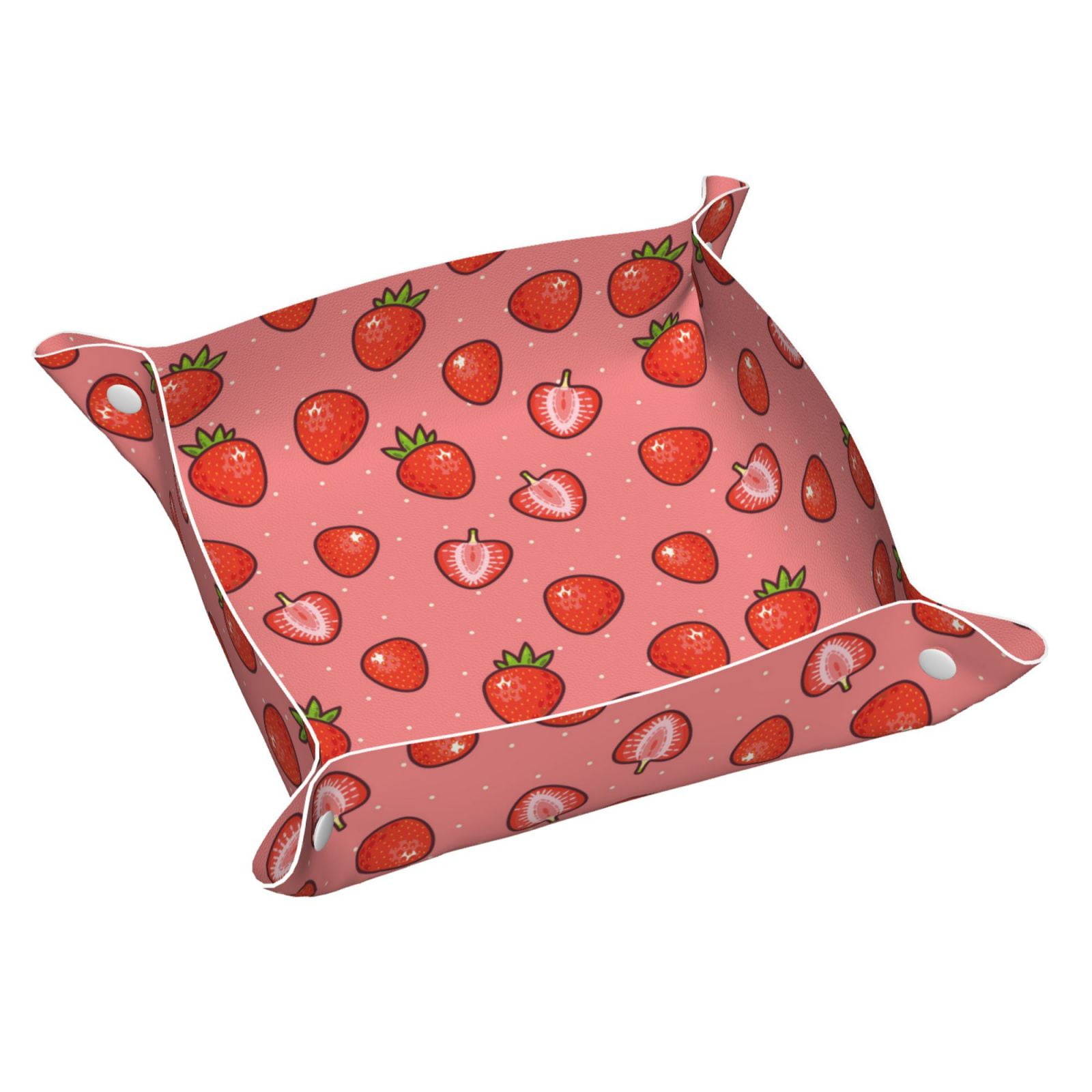 Valet Tray, berries strawberry Faux Leather Desk Tray Vanity Tray Night ...