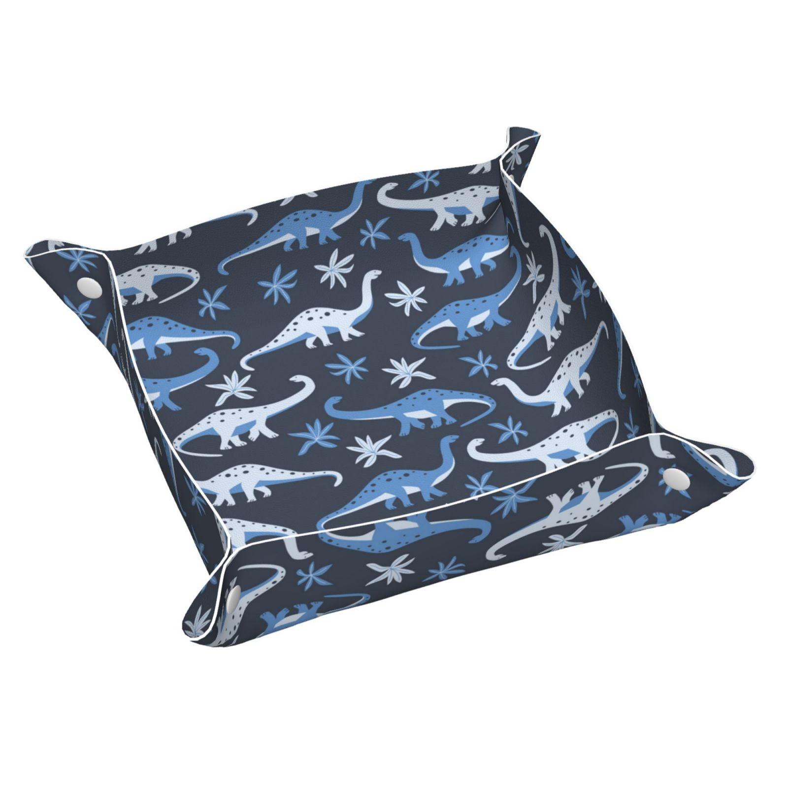 Valet Tray, blue Dinosaur leaves Faux Leather Desk Tray Vanity Tray ...