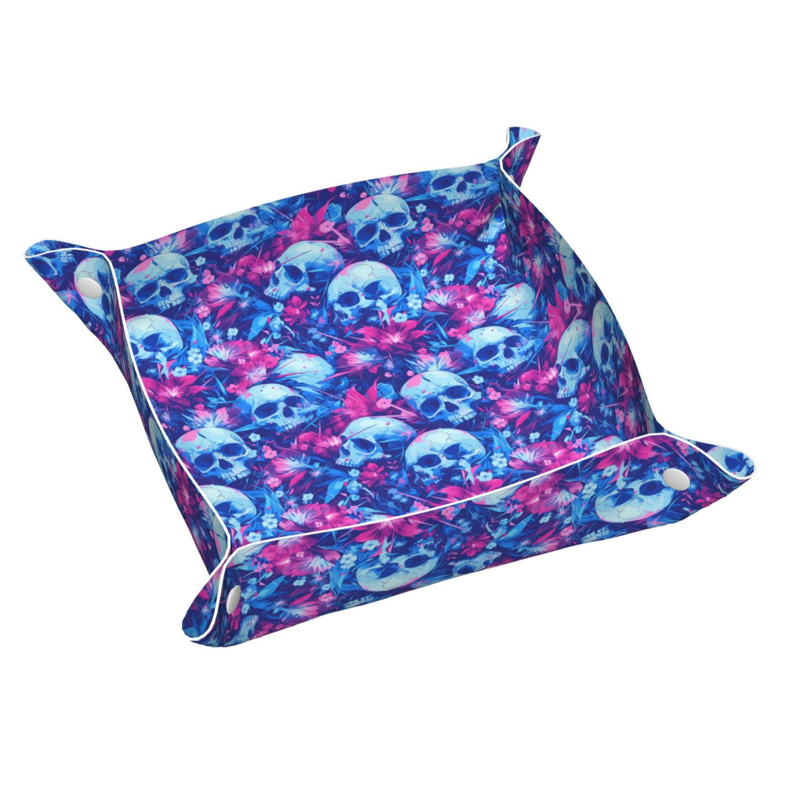 Valet Tray, blue Skull purple flower Faux Leather Desk Tray Vanity Tray ...