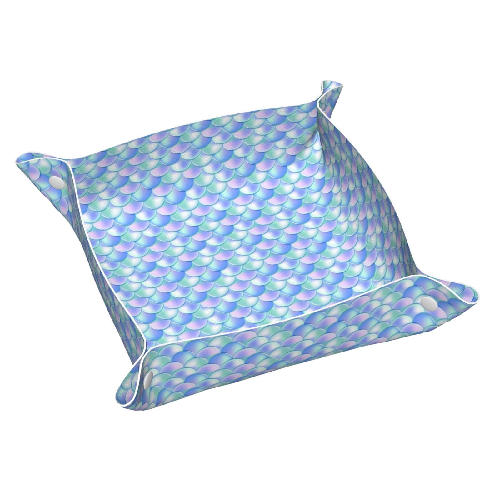 Valet Tray, blue green pink fish scale Faux Leather Desk Tray Vanity ...