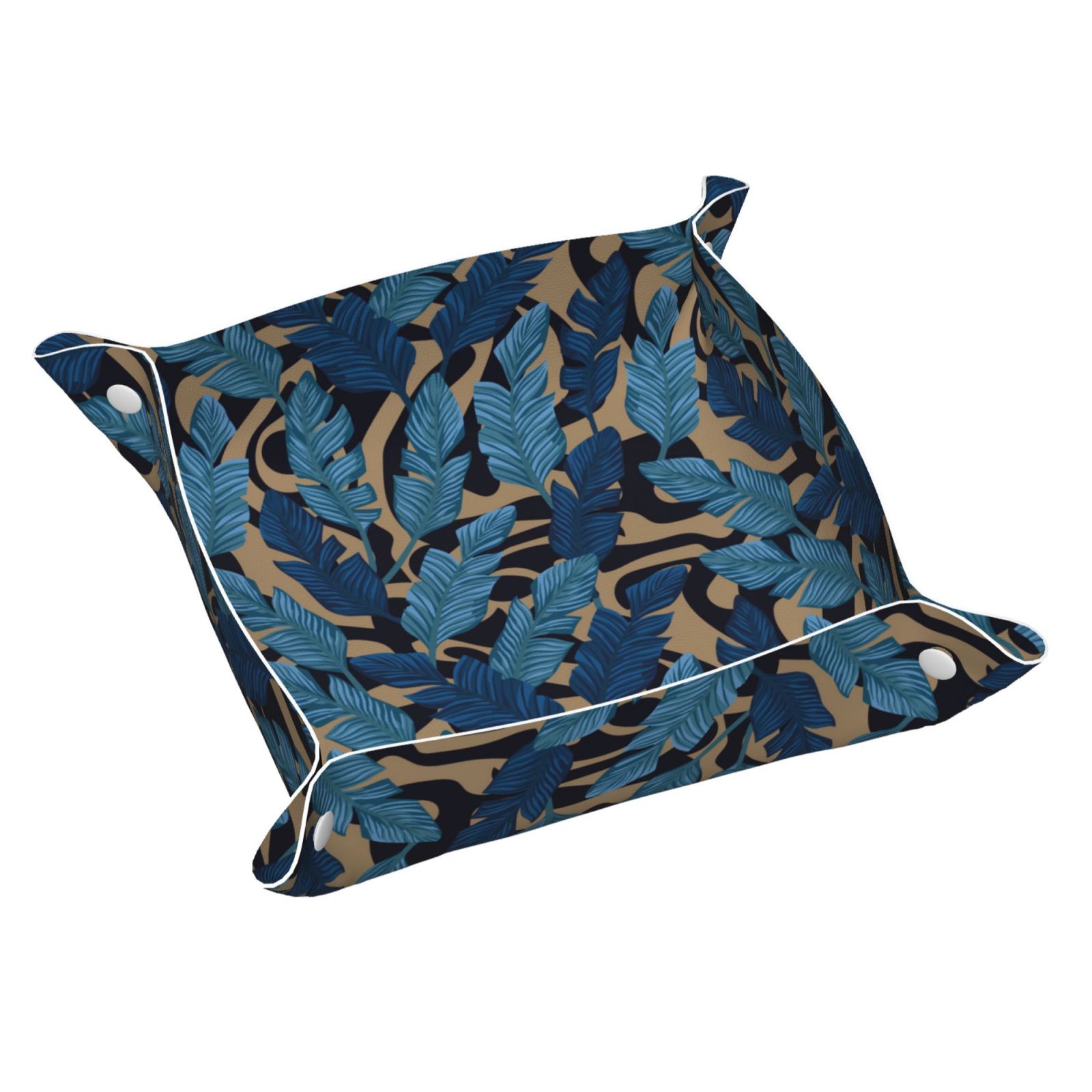 Valet Tray, blue leaves A Faux Leather Desk Tray Vanity Tray Night ...