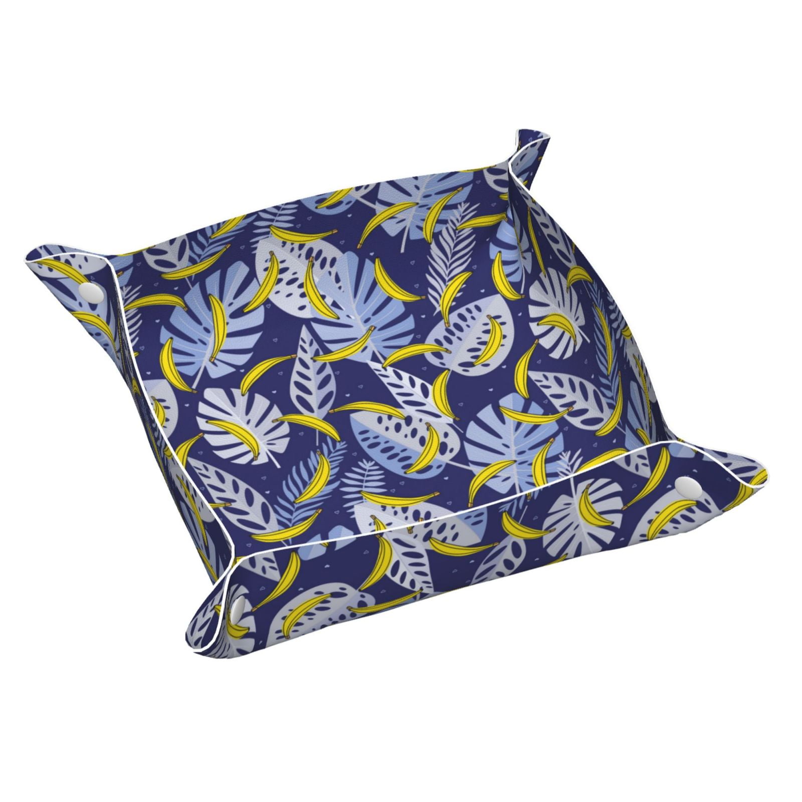 Valet Tray, blue leaves bananas Faux Leather Desk Tray Vanity Tray ...