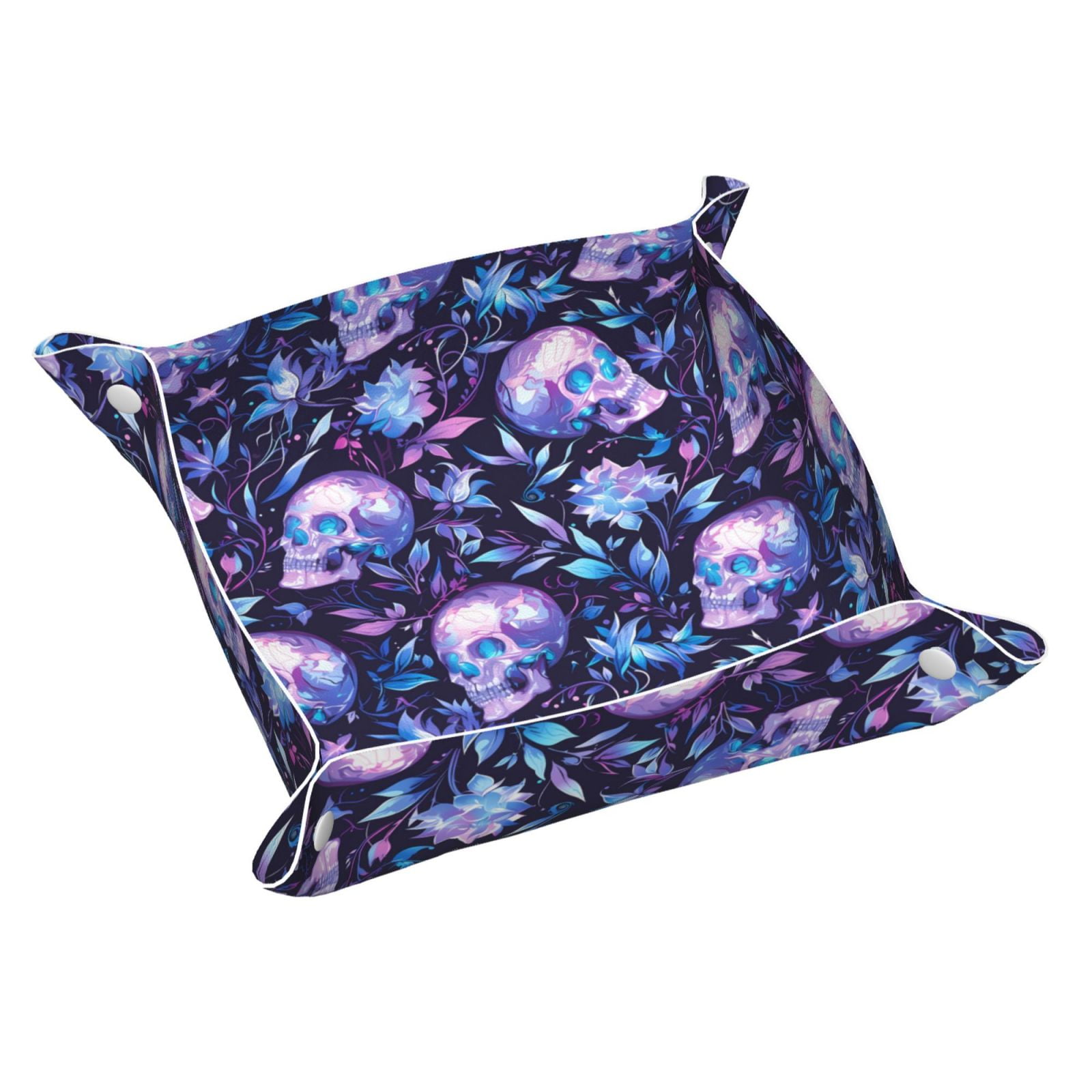 Valet Tray, blue pink Skull crystal Faux Leather Desk Tray Vanity Tray ...