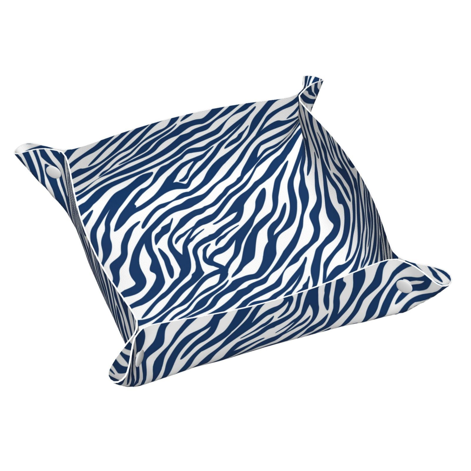 Valet Tray, blue white Zebra print Faux Leather Desk Tray Vanity Tray ...