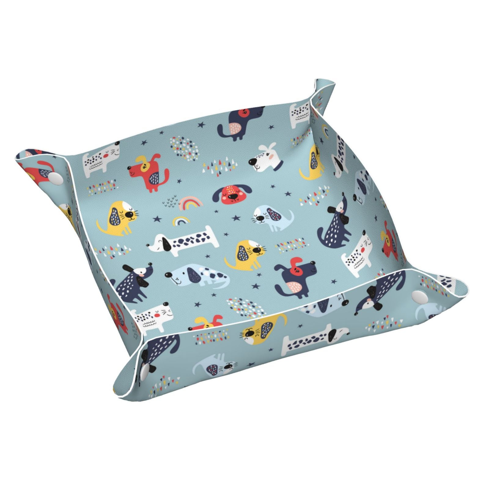 Valet Tray, cartoon colorful dog Faux Leather Desk Tray Vanity Tray ...