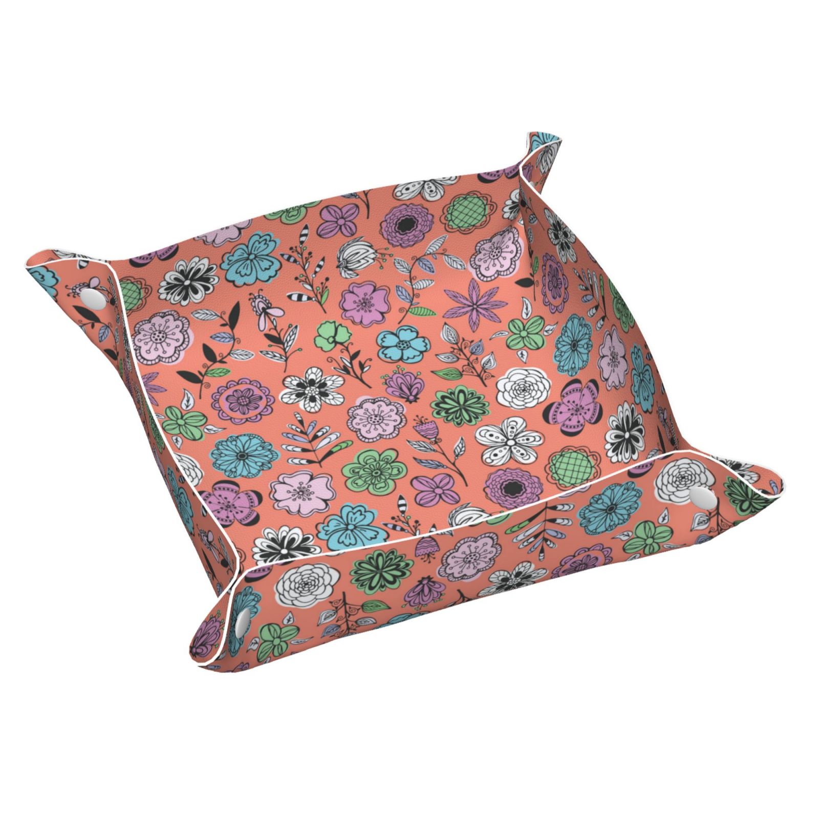 Valet Tray, color flowers A Faux Leather Desk Tray Vanity Tray Night ...