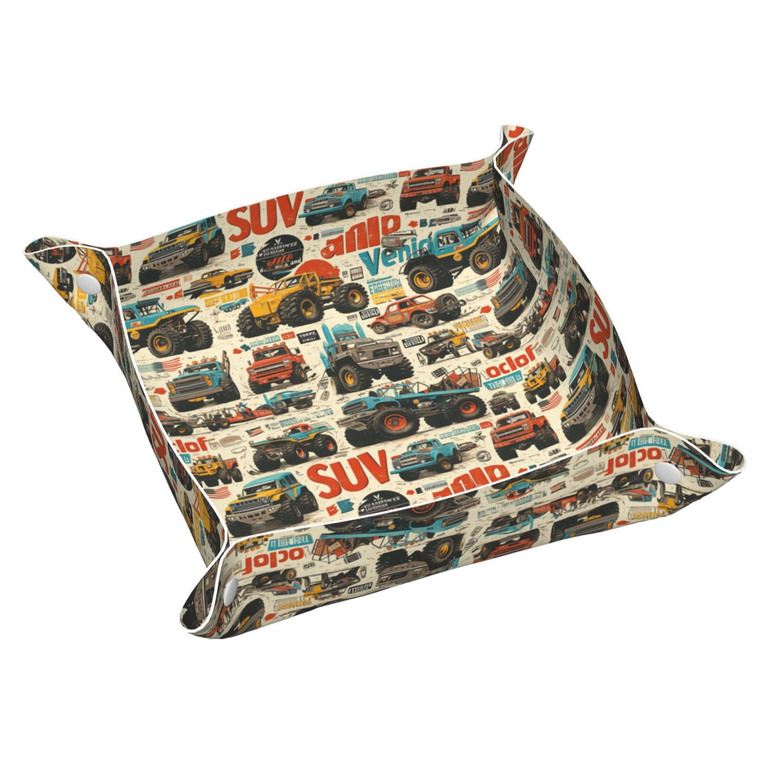 Valet Tray, colorful SUV car Retro Faux Leather Desk Tray Vanity Tray ...