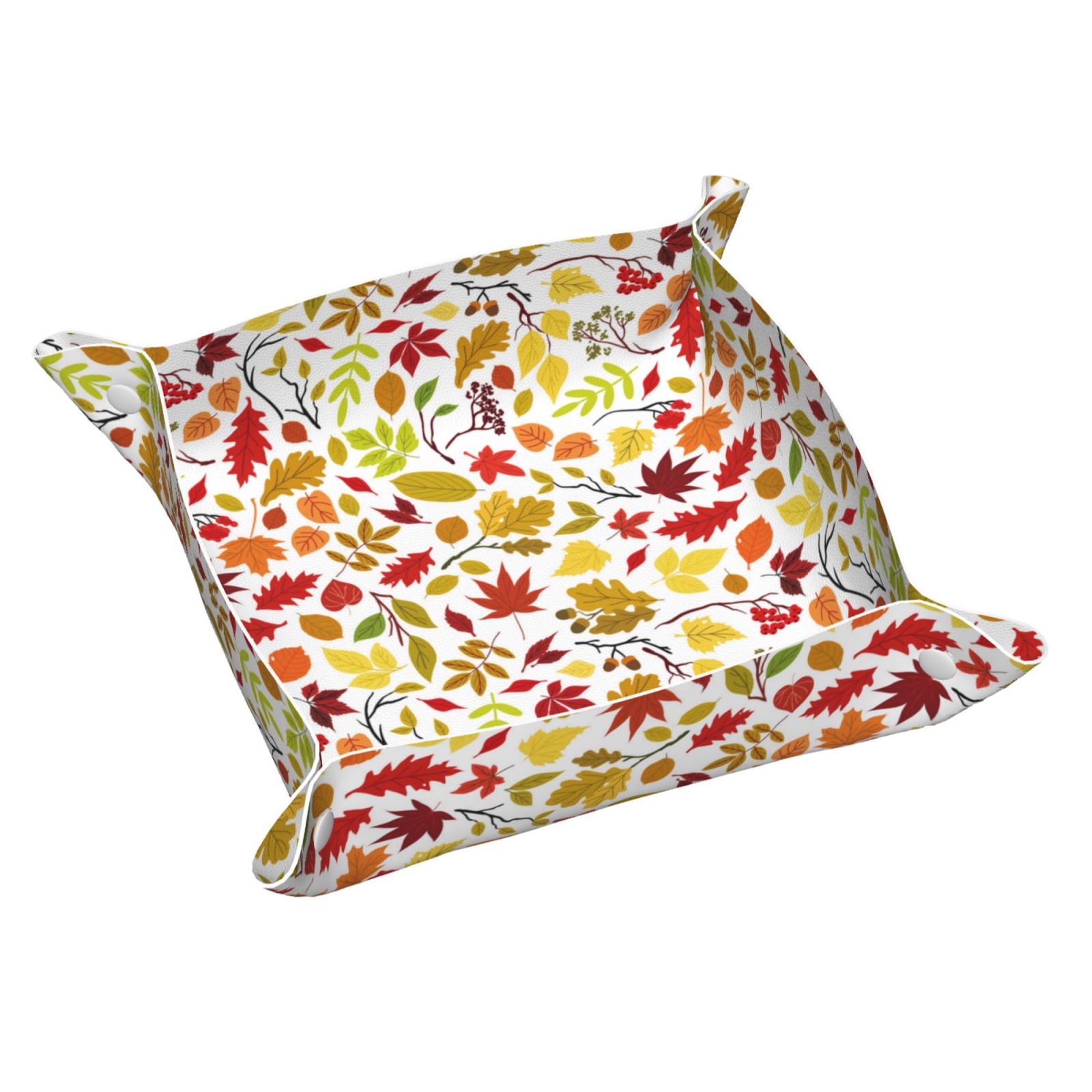 Valet Tray, colorful leaves Faux Leather Desk Tray Vanity Tray Night ...