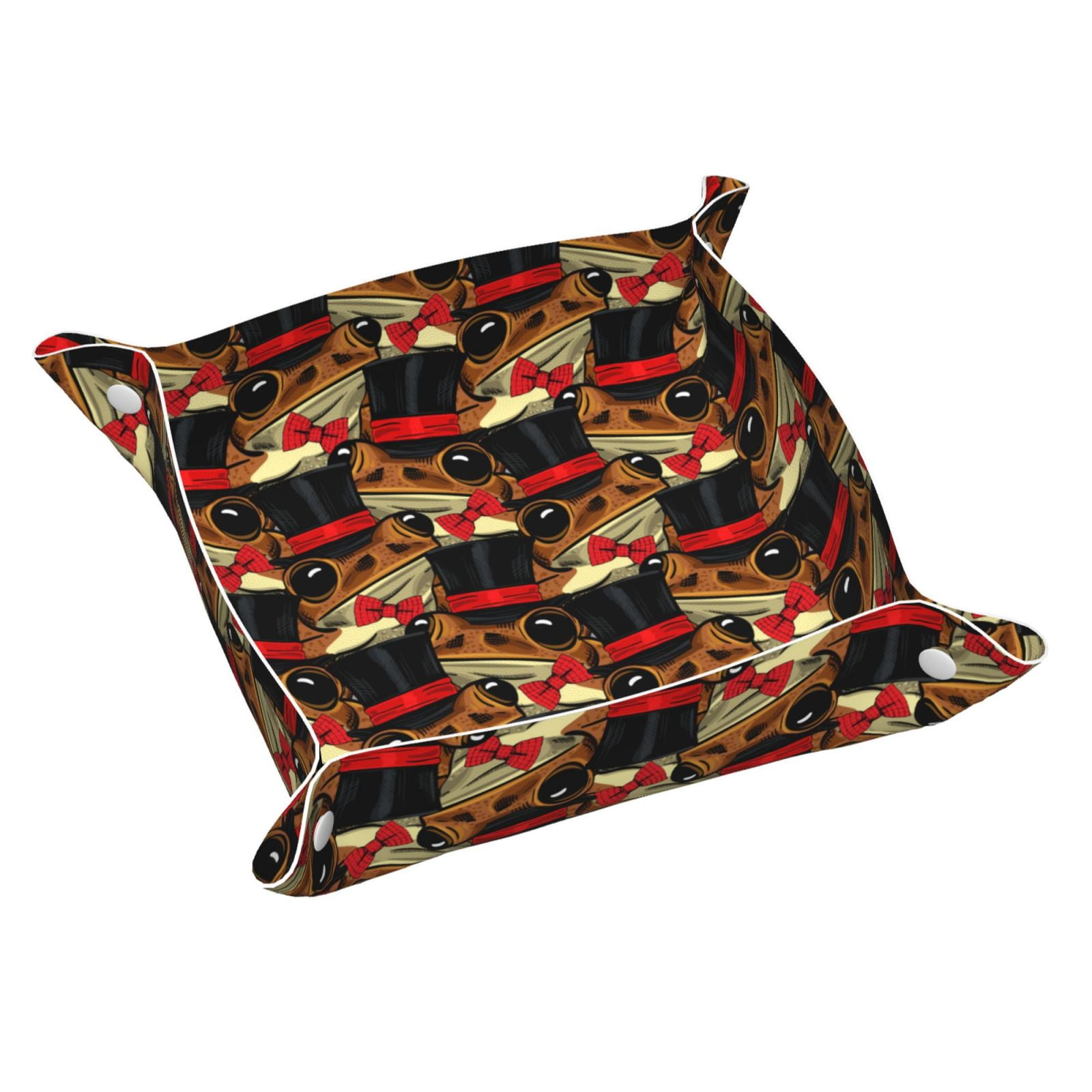 Valet Tray, cool Funny frog hat bow Faux Leather Desk Tray Vanity Tray ...