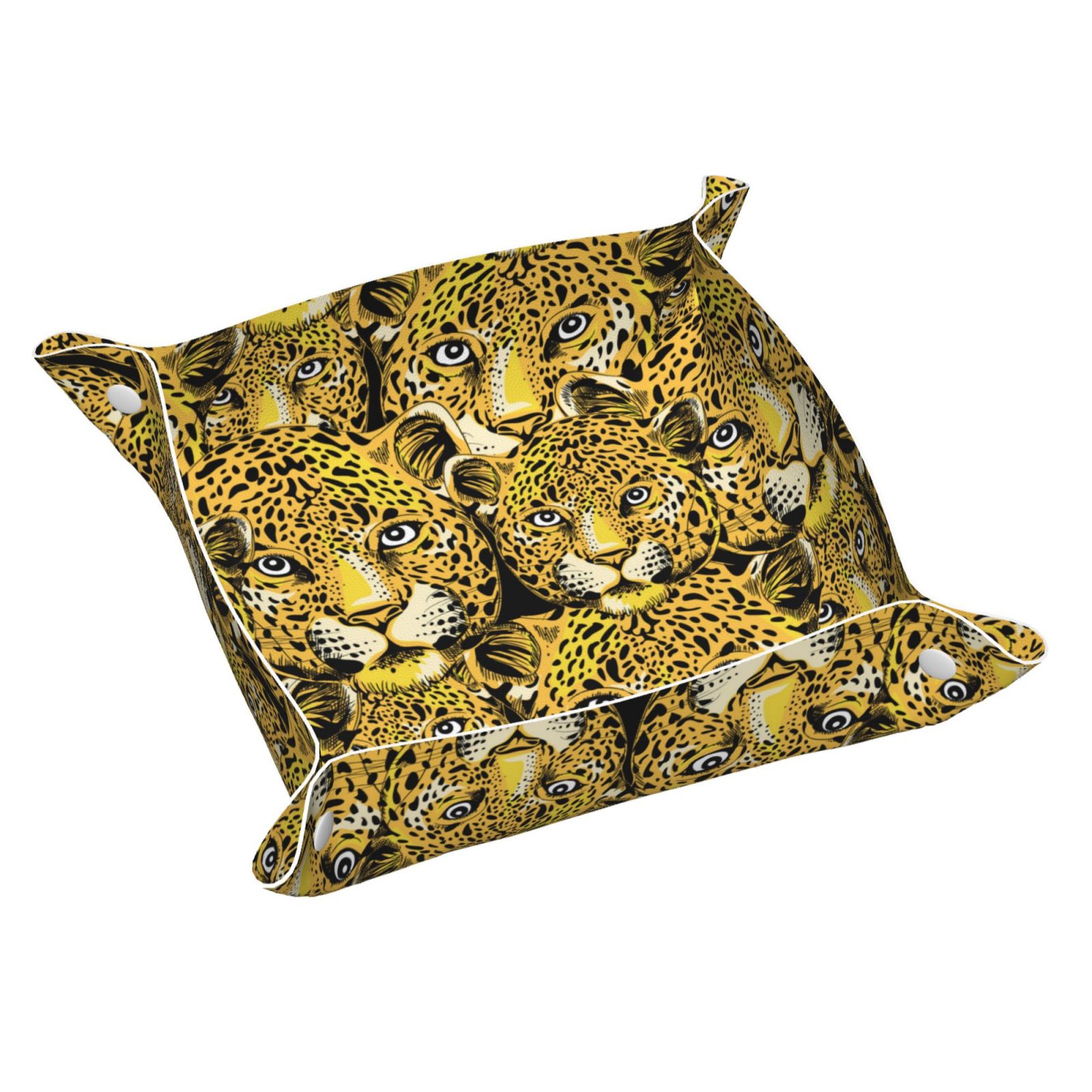 Valet Tray, cool Leopard yellow funny Faux Leather Desk Tray Vanity ...