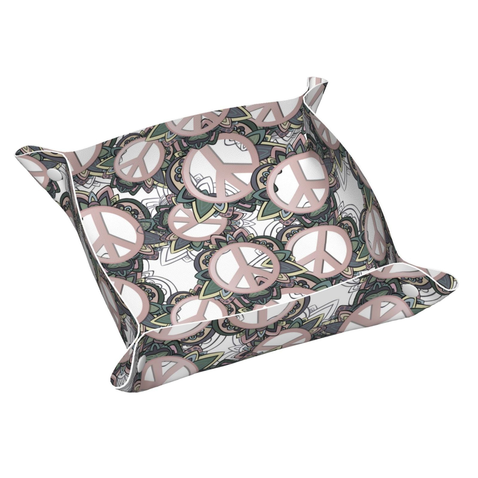 Valet Tray, cool flower peace sign Faux Leather Desk Tray Vanity Tray ...