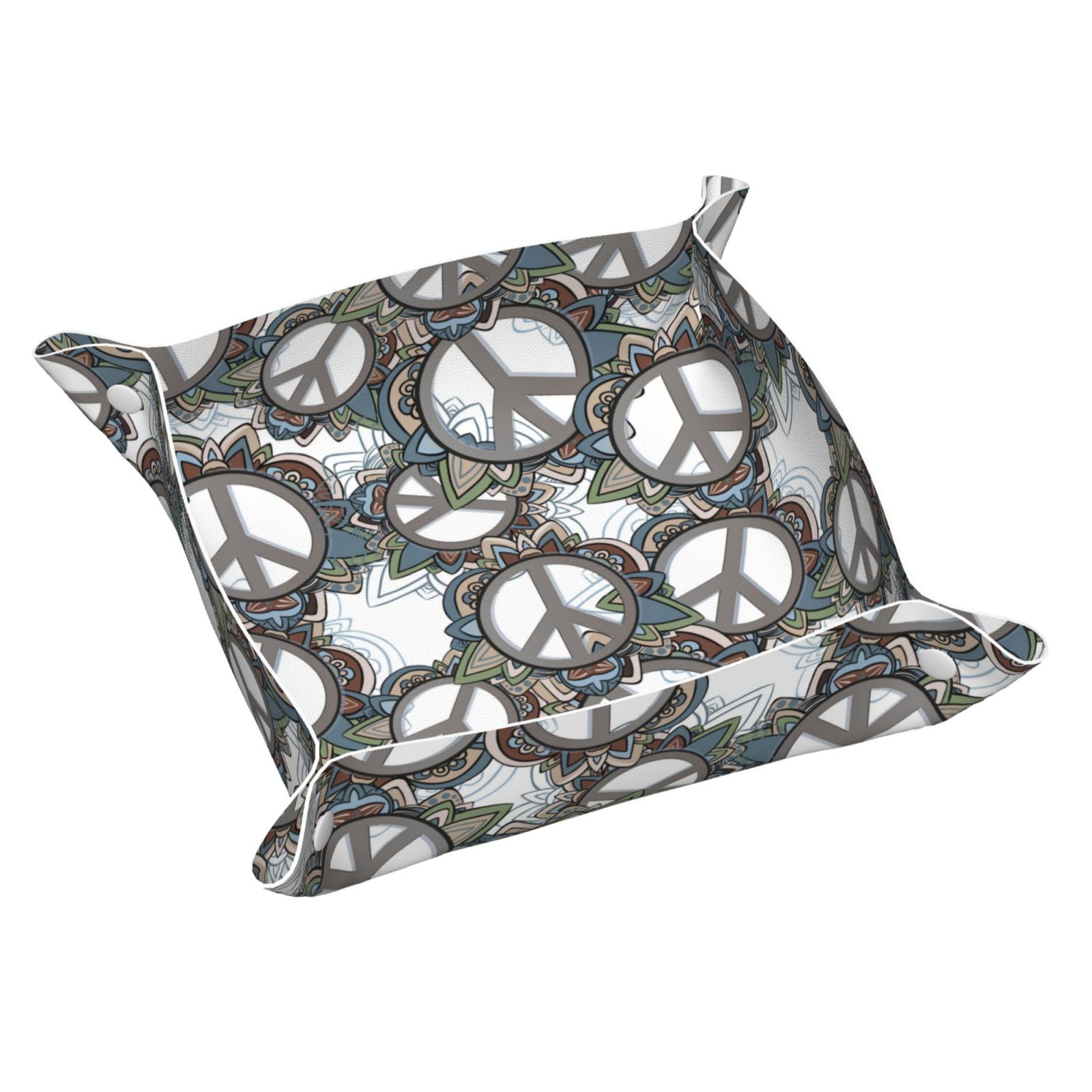 Valet Tray, cool grey peace sign Faux Leather Desk Tray Vanity Tray ...