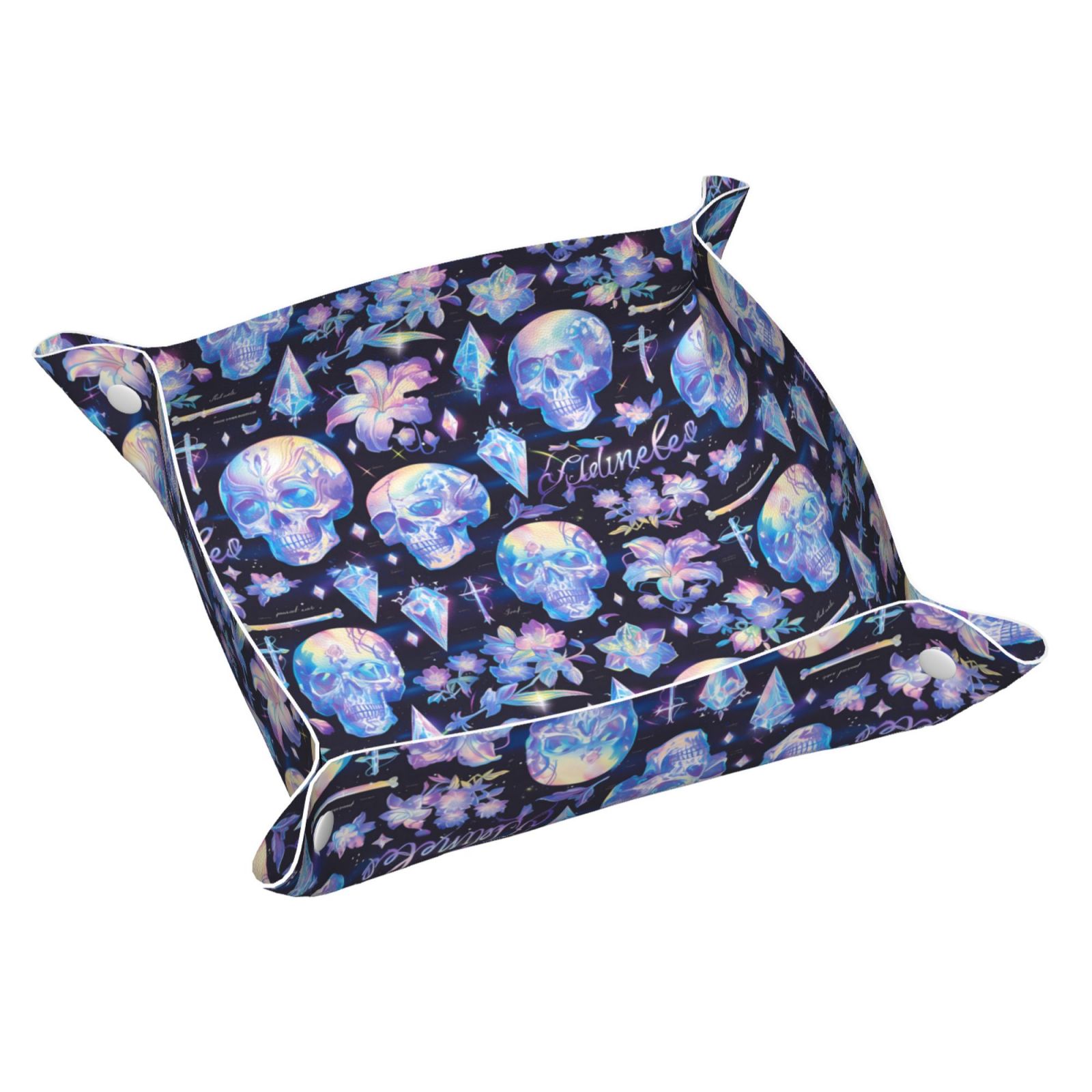 Valet Tray, crystal cool Skull flower Faux Leather Desk Tray Vanity ...