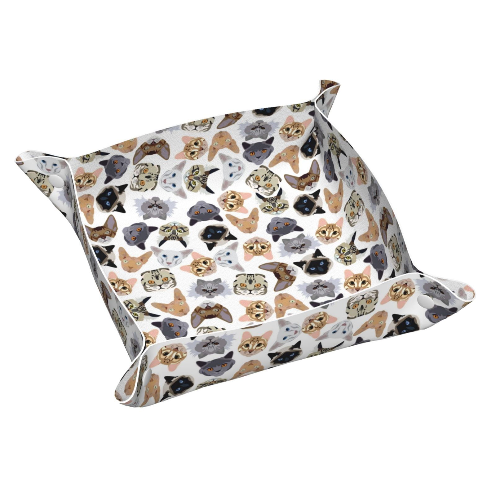 Valet Tray, cute cats A Faux Leather Desk Tray Vanity Tray Night Stand ...