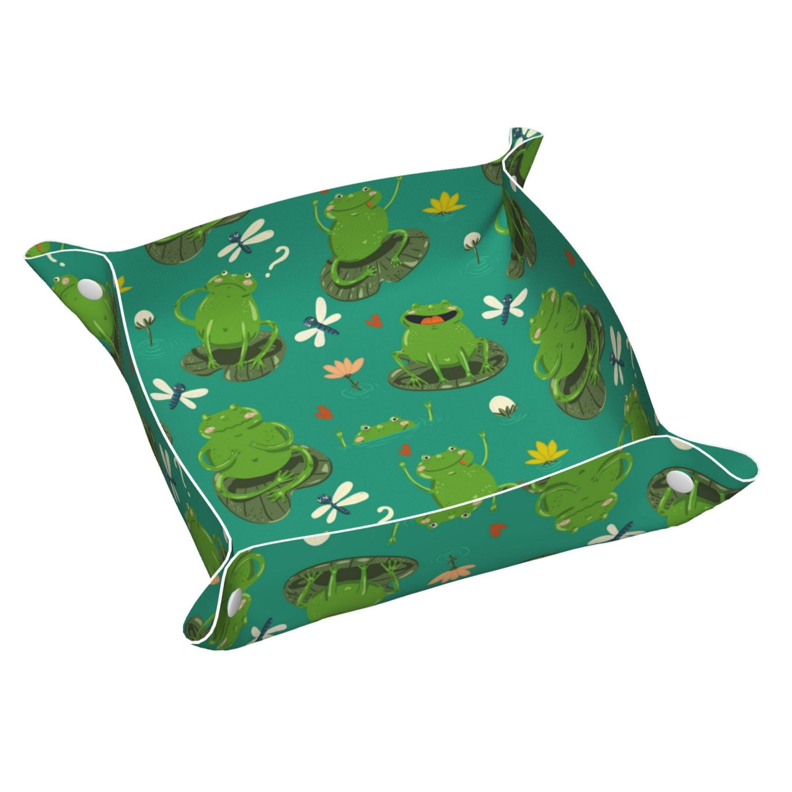 Valet Tray, cute frogs dragonfly Lily green Faux Leather Desk Tray ...