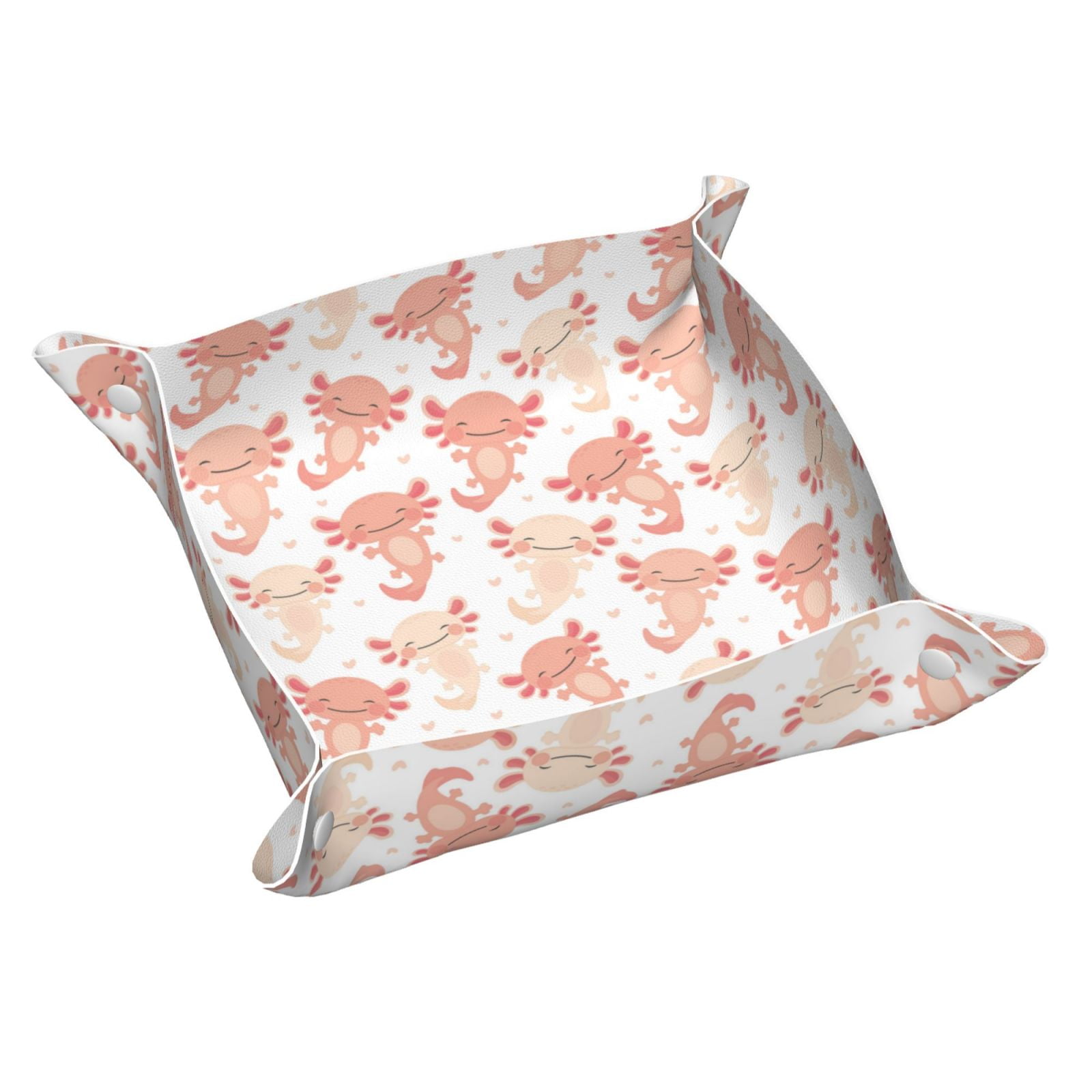 Valet Tray, cute kawaii pink axolotl Faux Leather Desk Tray Vanity Tray ...