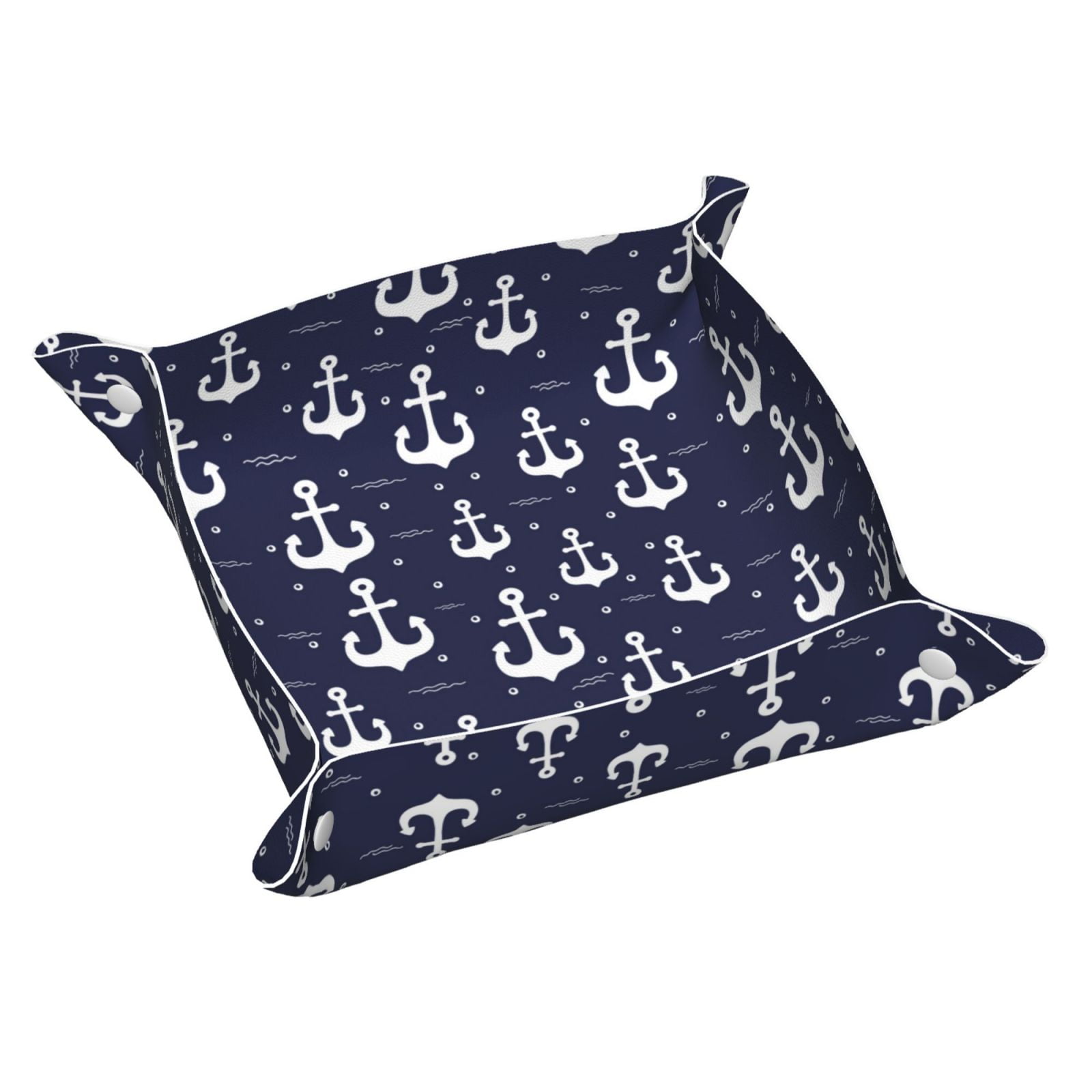 Valet Tray, cute white anchor sea navyblue Faux Leather Desk Tray ...