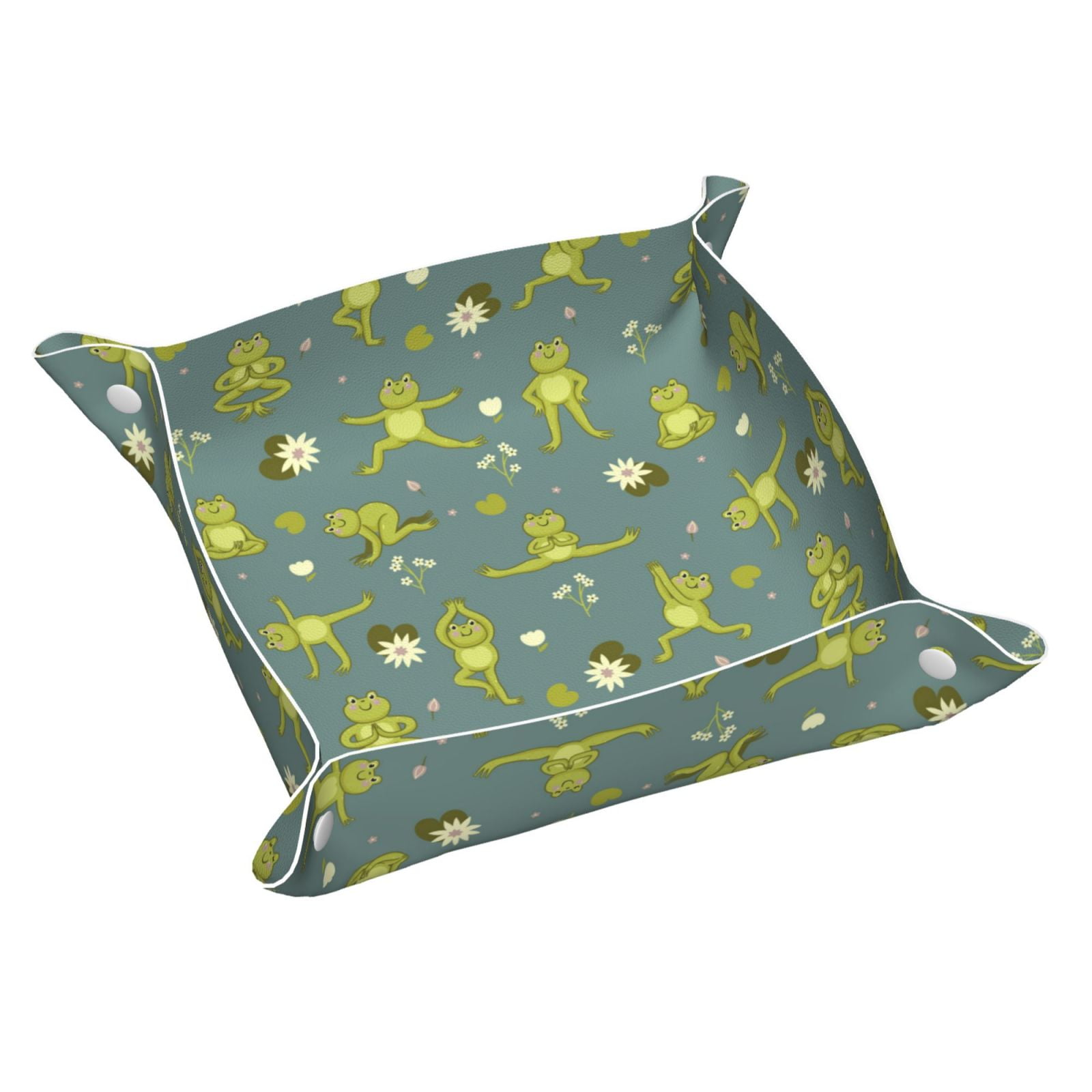 Valet Tray, cute yoga frogs funny Faux Leather Desk Tray Vanity Tray ...