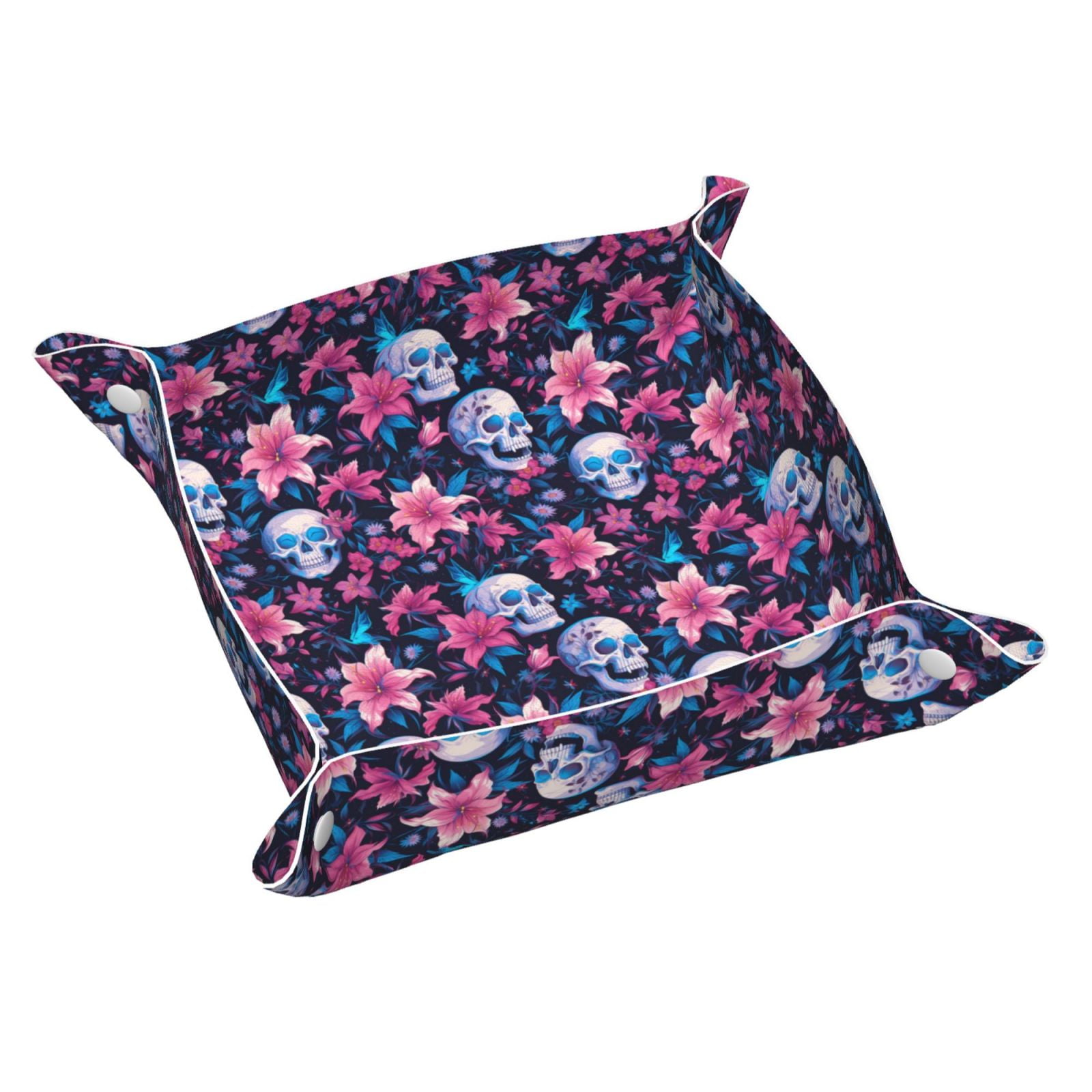 Valet Tray, funny Skull daisy flower Faux Leather Desk Tray Vanity Tray ...