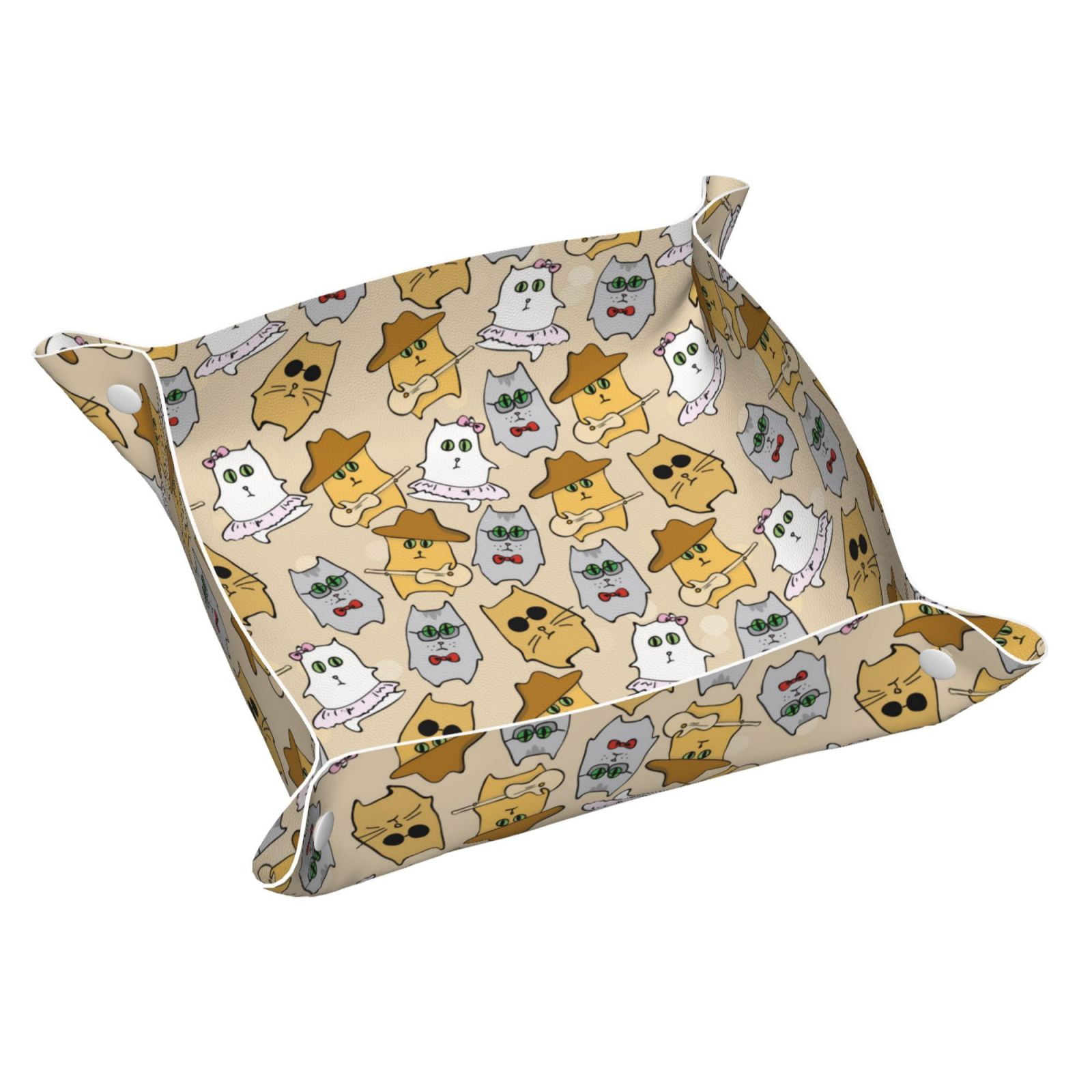 Valet Tray, funny cat_A Faux Leather Desk Tray Vanity Tray Night Stand ...