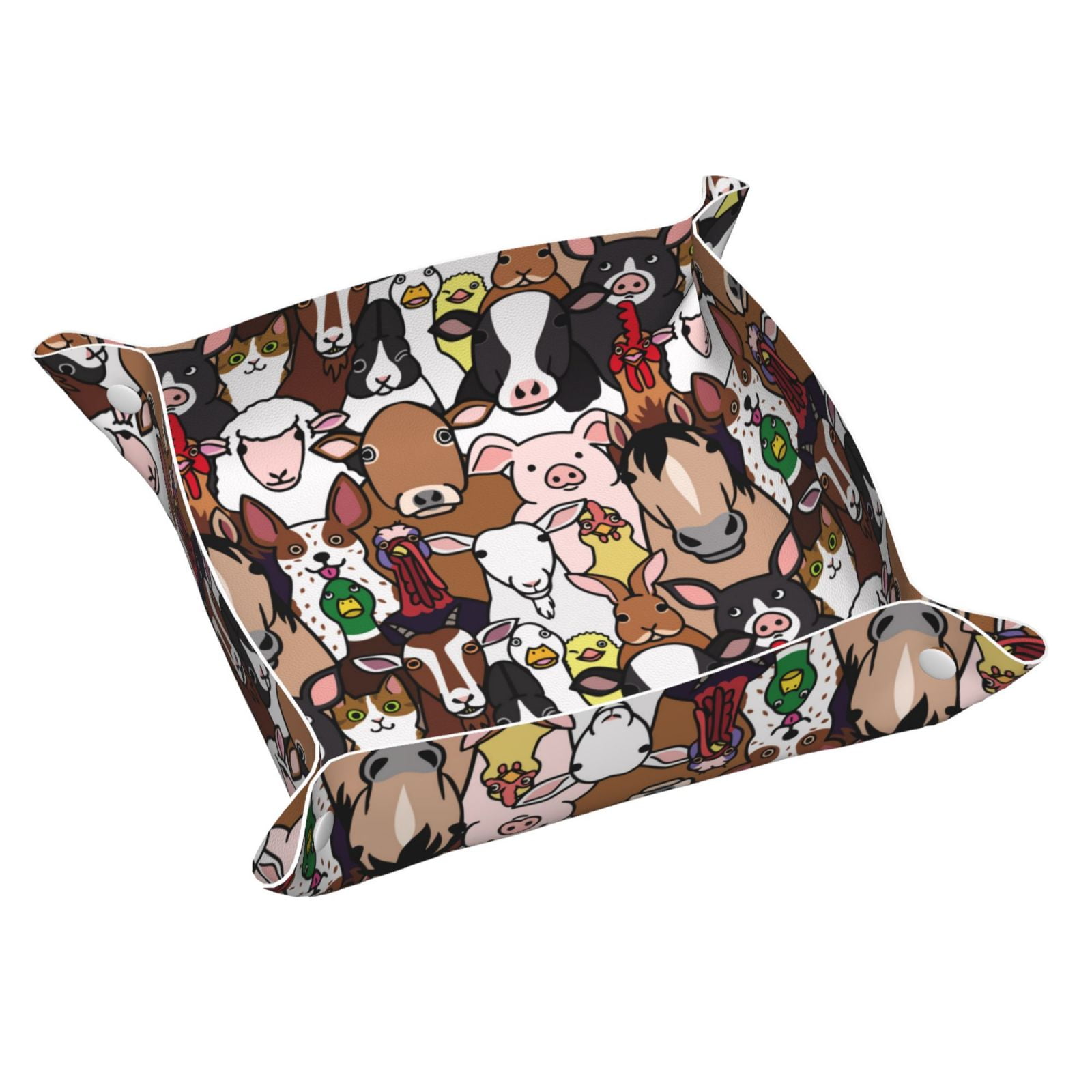 Valet Tray, funny farm pig cow cat face Faux Leather Desk Tray Vanity ...