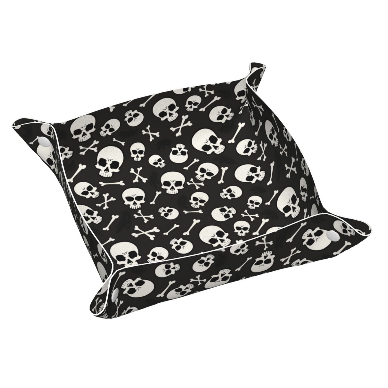 Valet Tray, halloween skull white Faux Leather Desk Tray Vanity Tray ...