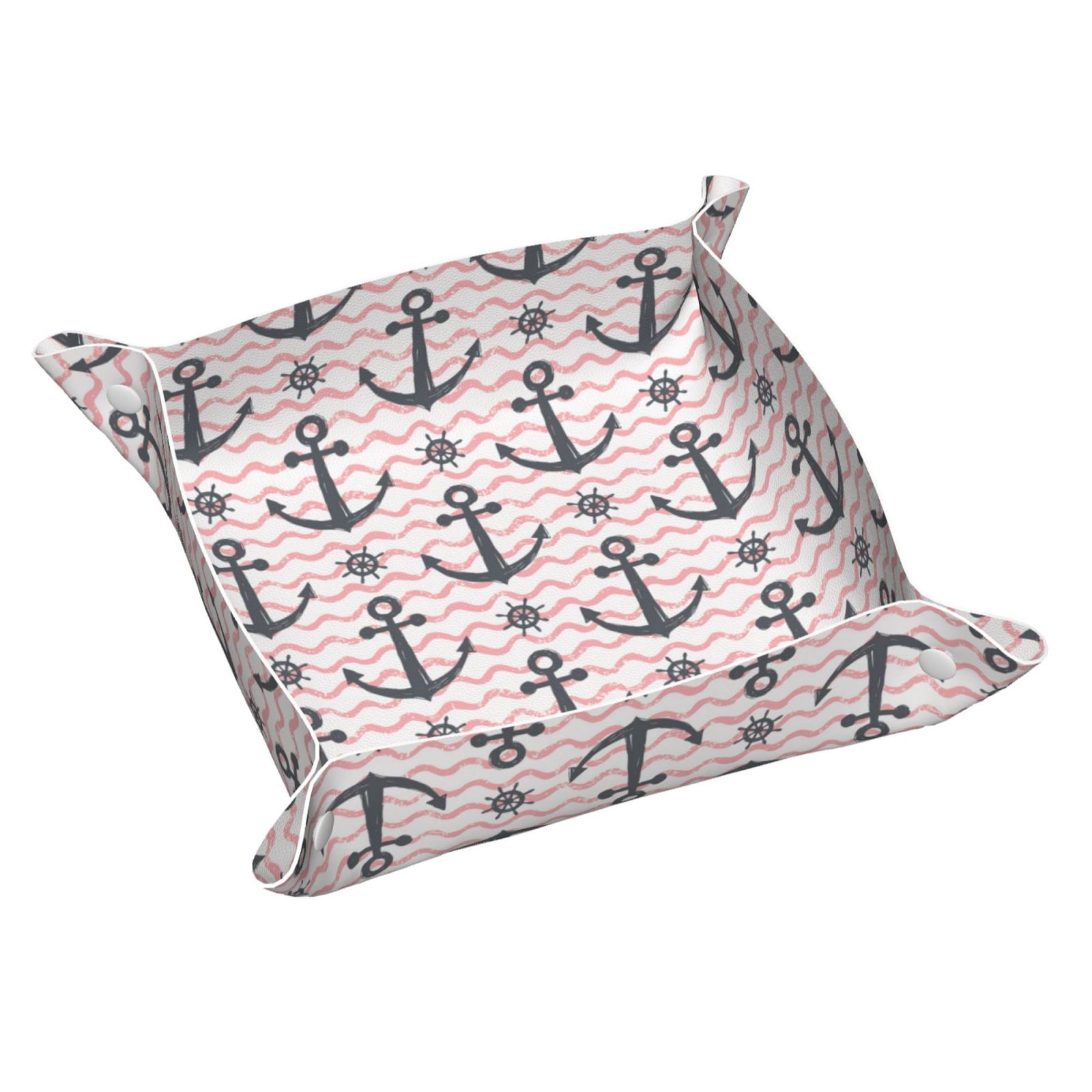 Valet Tray, pink anchor stripes helm vintage Faux Leather Desk Tray ...