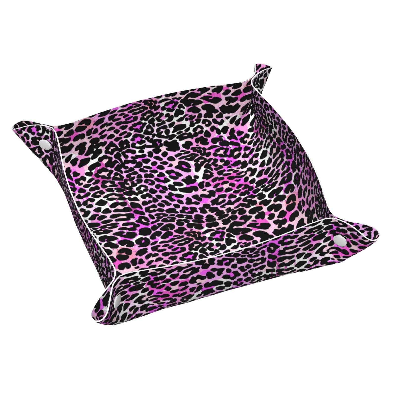 Valet Tray, purple cool trendy Leopard print Faux Leather Desk Tray ...