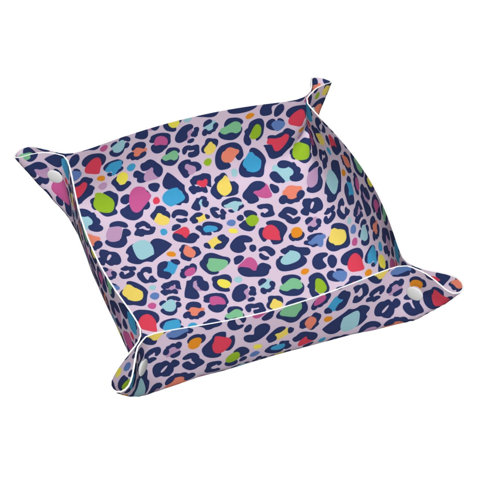 Valet Tray, rainbow leopard spot print Faux Leather Desk Tray Vanity ...