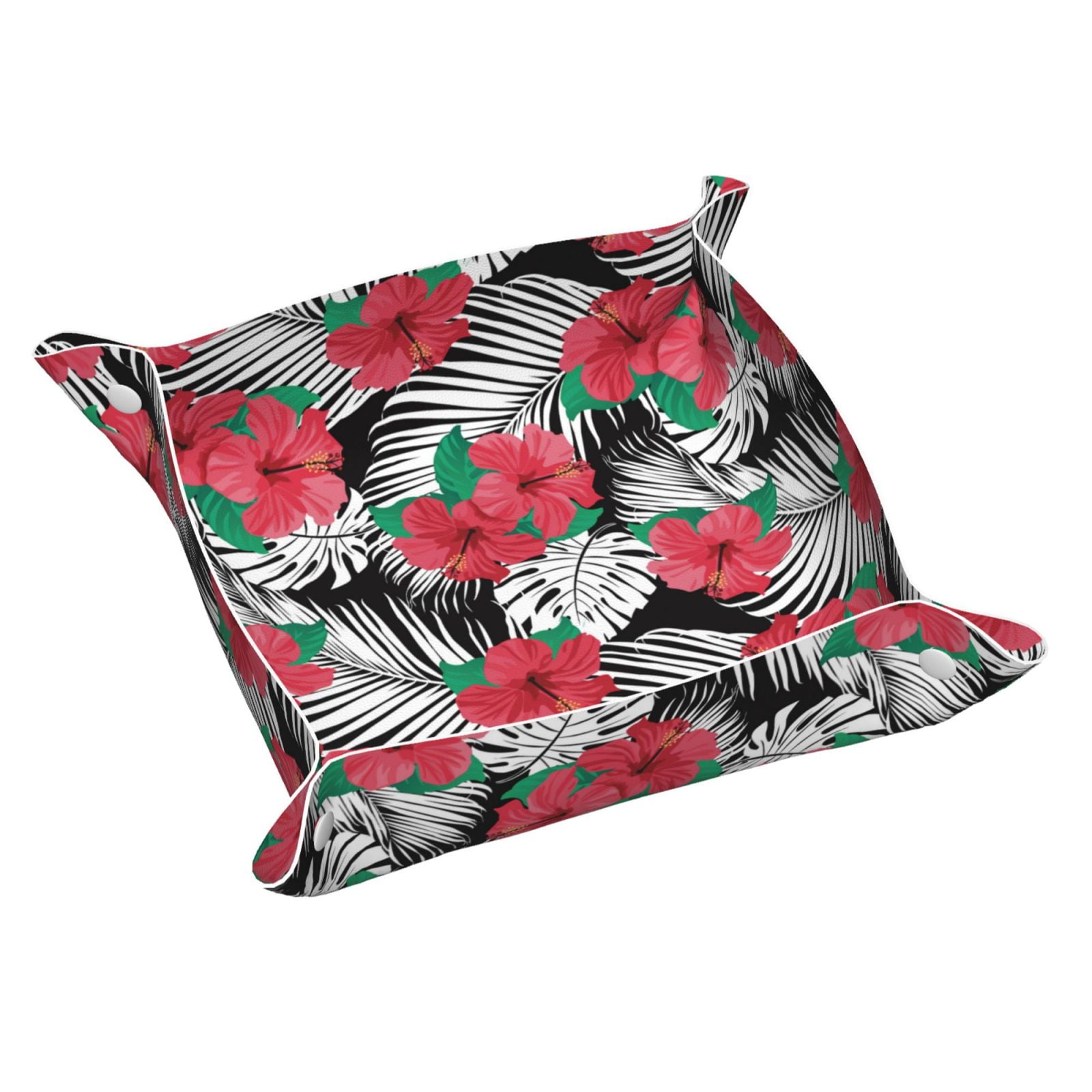 Valet Tray, red flowers_A Faux Leather Desk Tray Vanity Tray Night ...