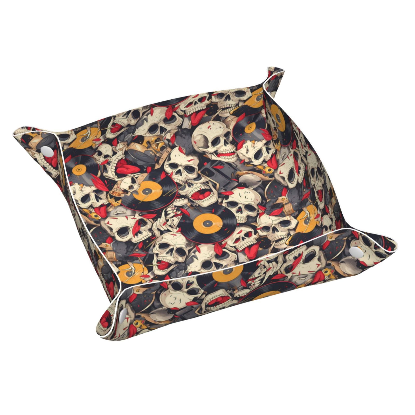 Valet Tray, rock Skull record artist Faux Leather Desk Tray Vanity Tray ...