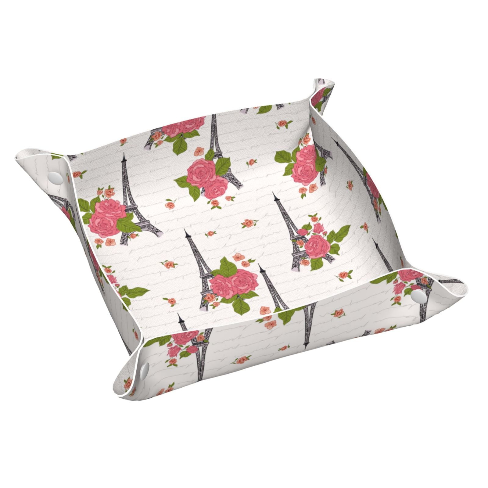 Valet Tray, roses Tower flower Faux Leather Desk Tray Vanity Tray Night ...