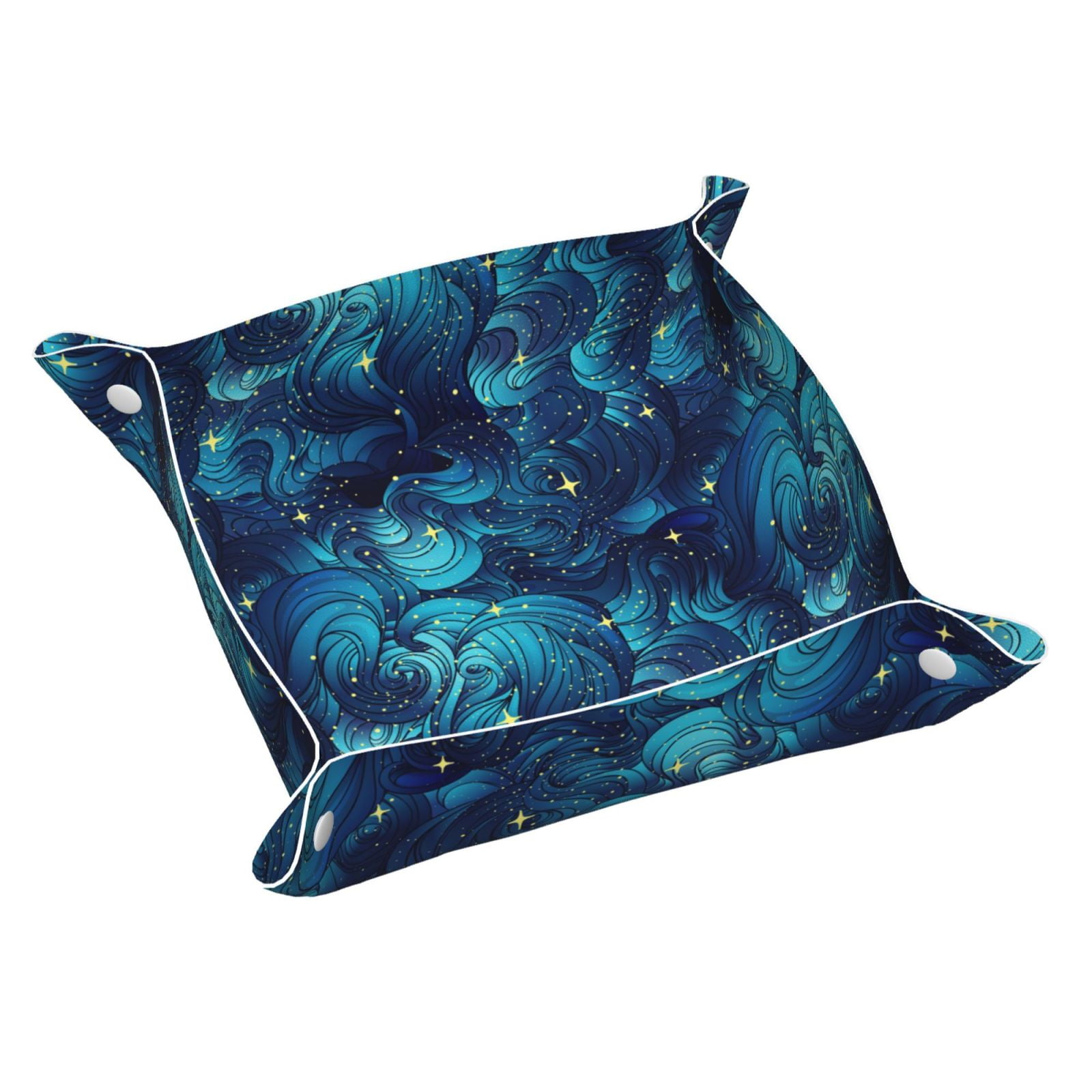 Valet Tray, shiny star navyblue wave Faux Leather Desk Tray Vanity Tray ...