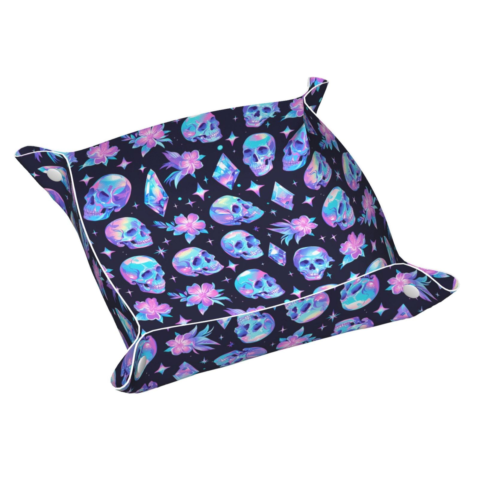 Valet Tray, star Skull flower crystal Faux Leather Desk Tray Vanity ...