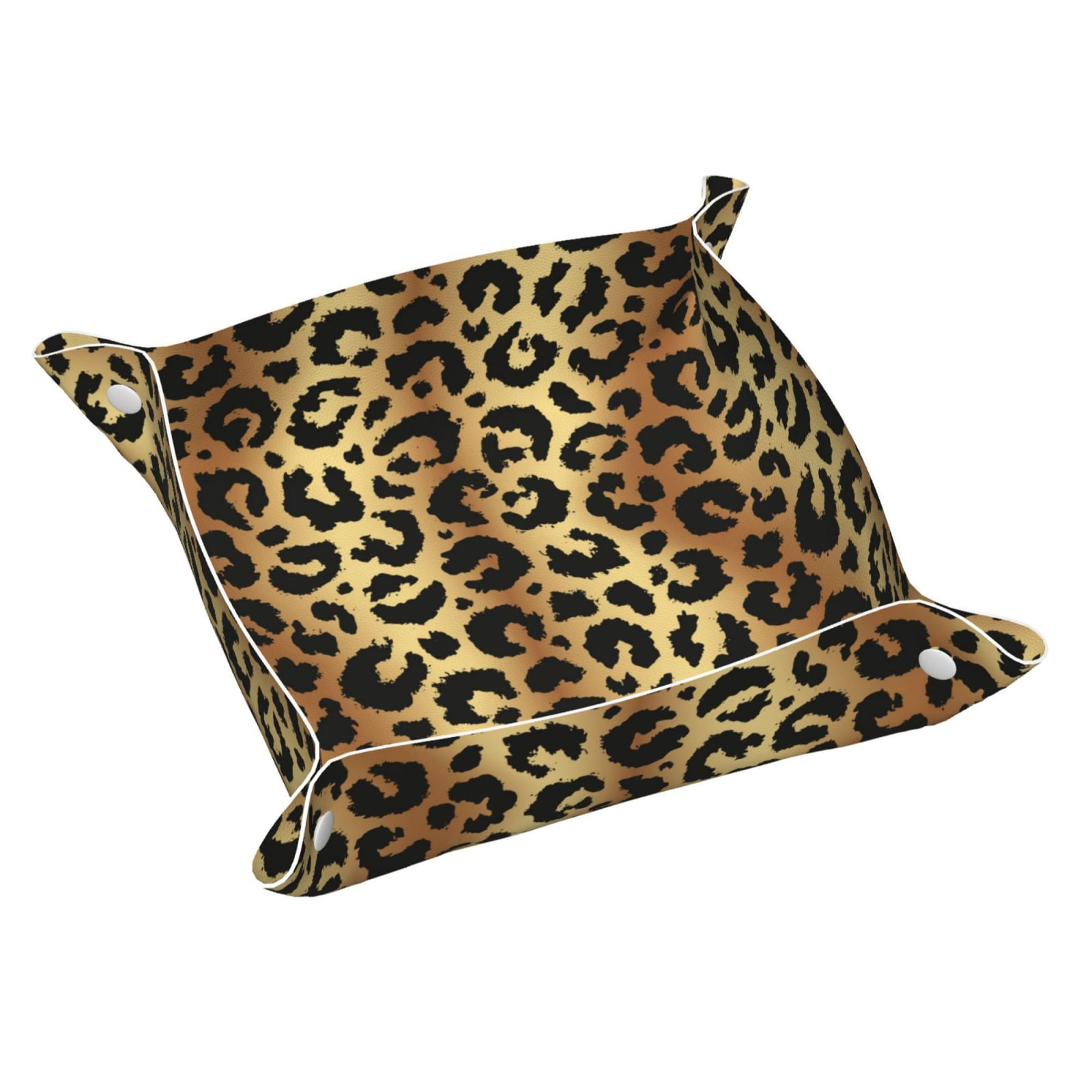 Valet Tray, stylish Leopard golden print Faux Leather Desk Tray Vanity ...