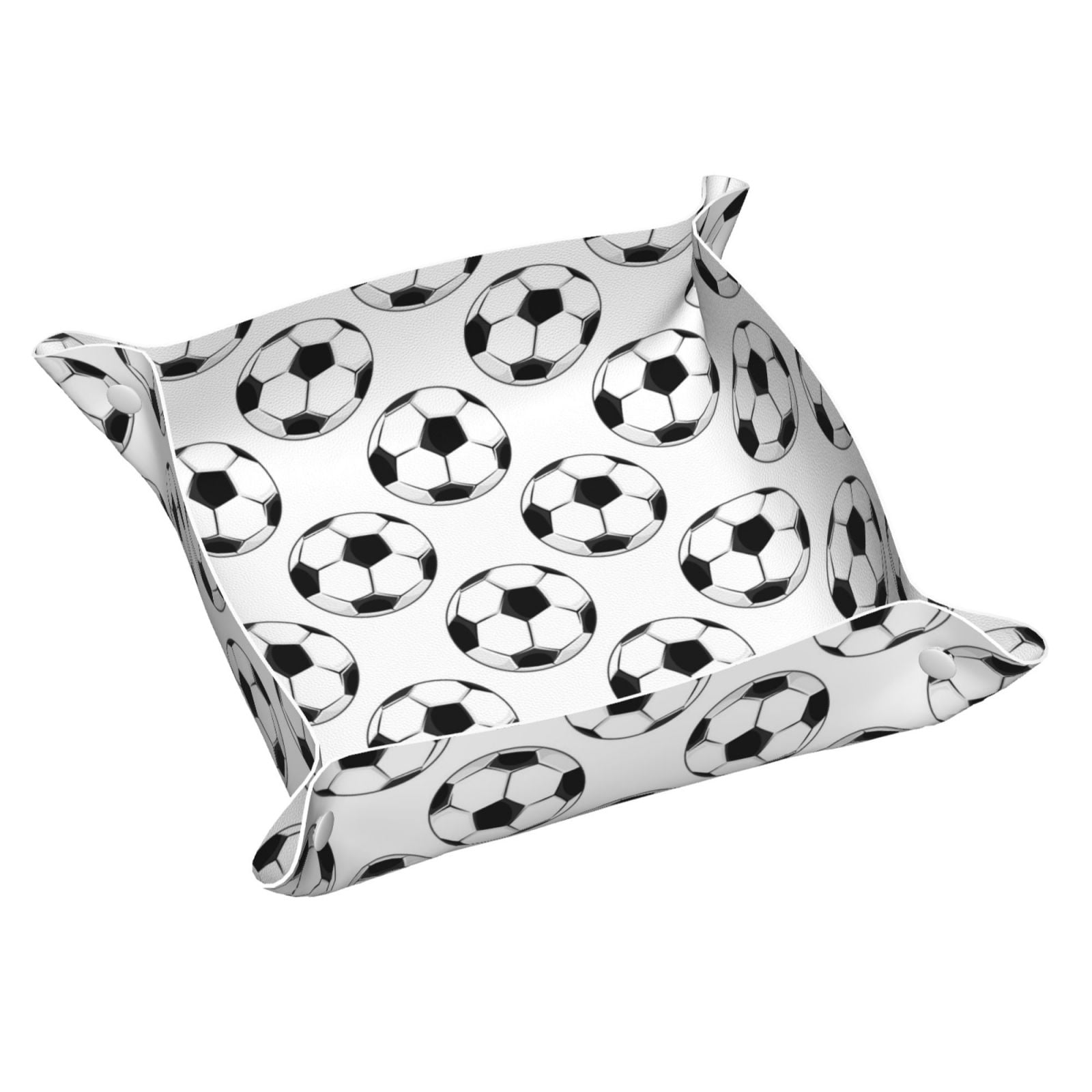 Valet Tray, white soccer balls football Faux Leather Desk Tray Vanity ...